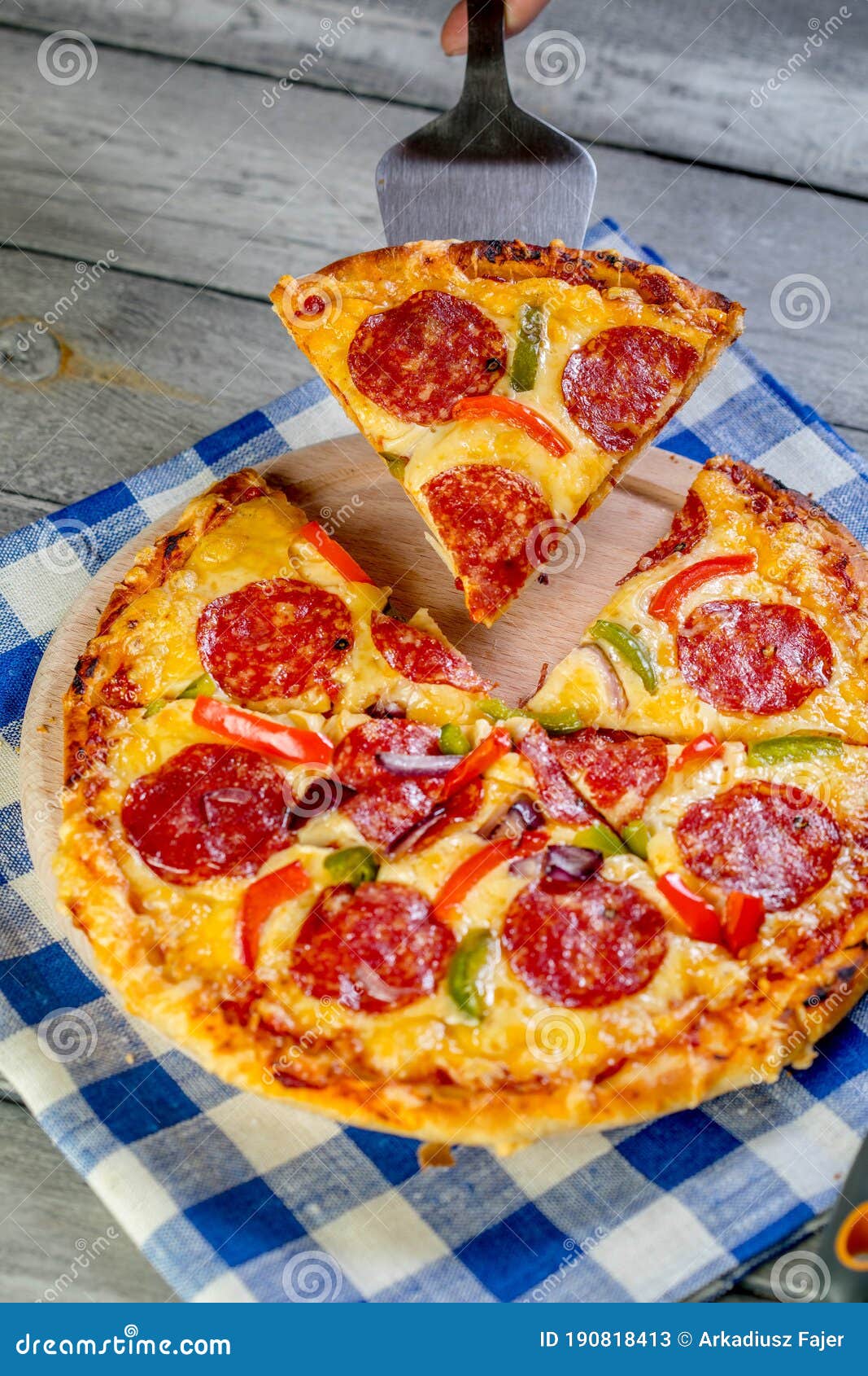 Pizza pepperoni stock image. Image of cooked, dinner - 190818413