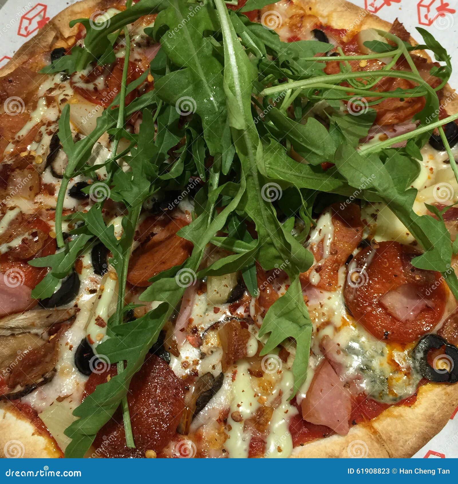 Pizza stock image. Image of cheese, pepperoni, spinach - 61908823