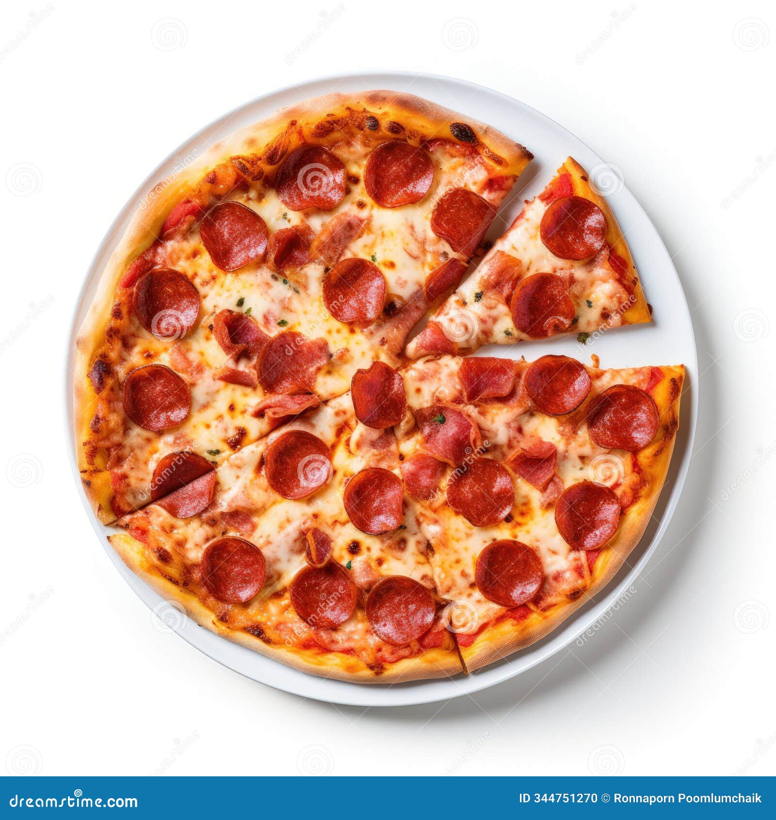 Pizza Pepperoni on a White Background Stock Illustration - Illustration ...