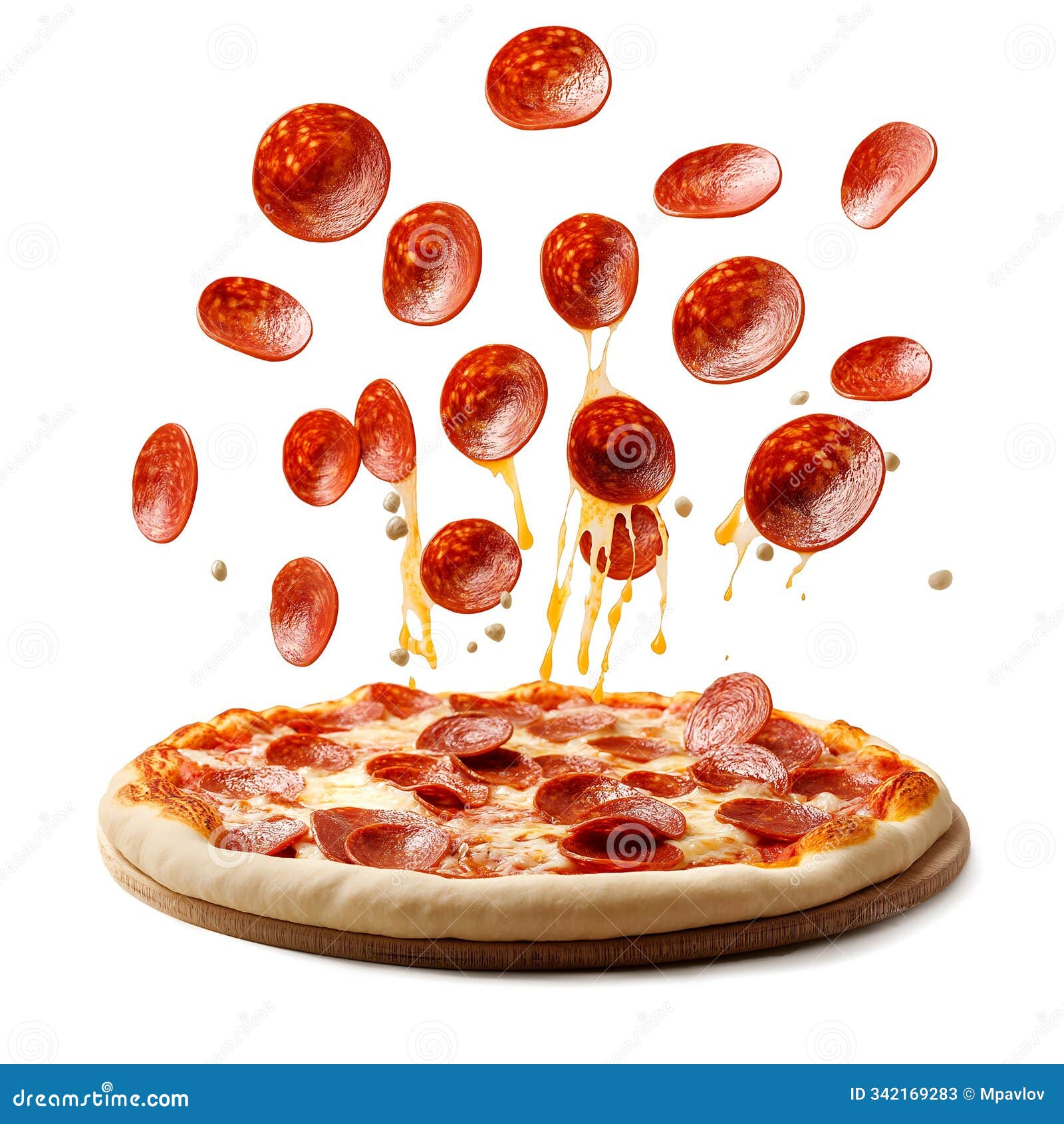 Pizza Pepperoni on White Background Stock Illustration - Illustration ...
