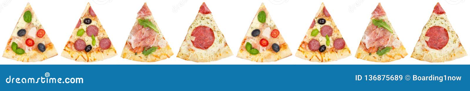 Pizza Pizzas Slice Slices in a Row Collection Collage from Above ...