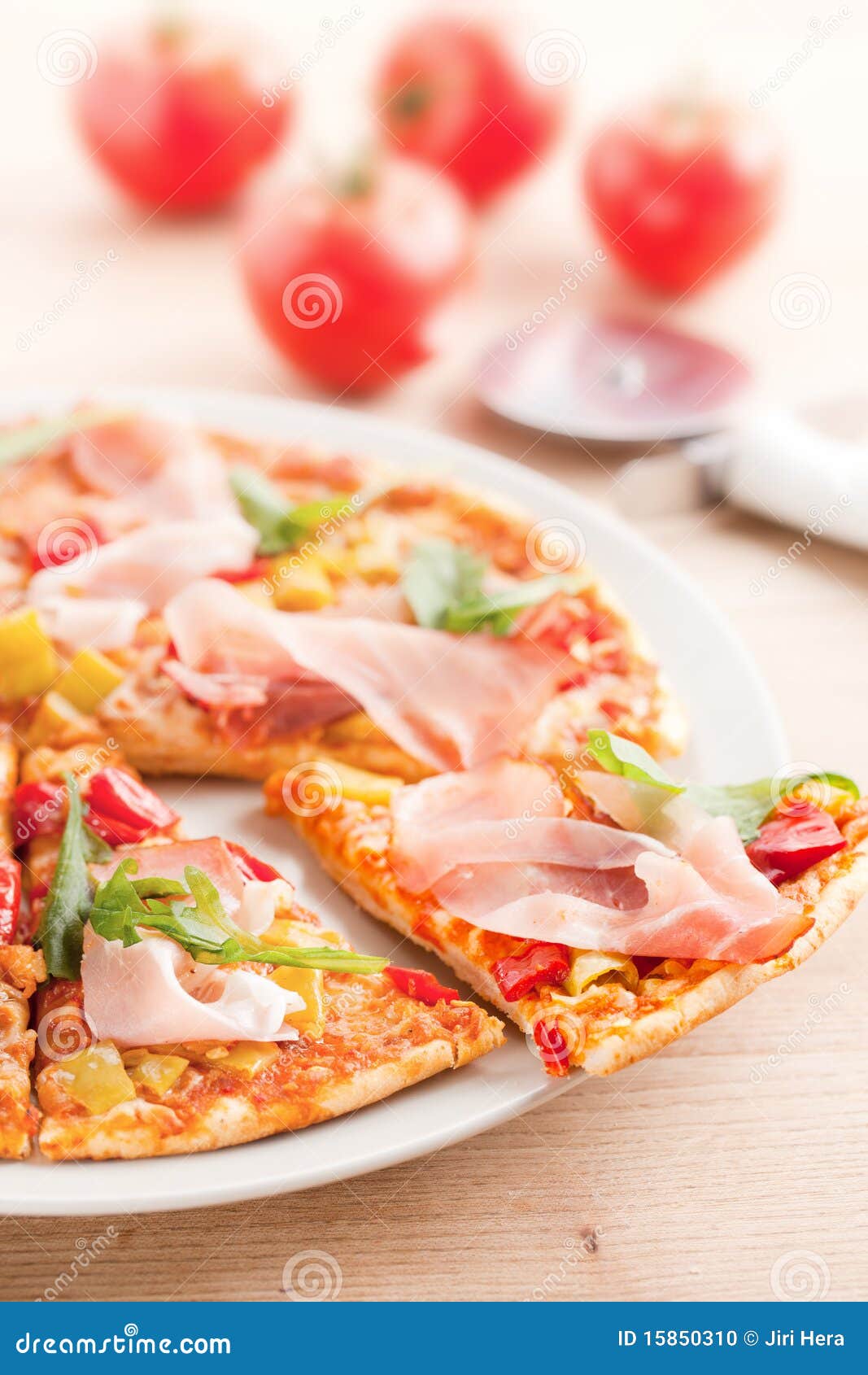 Pizza on plate stock photo. Image of pizza, meal, pastry - 15850310