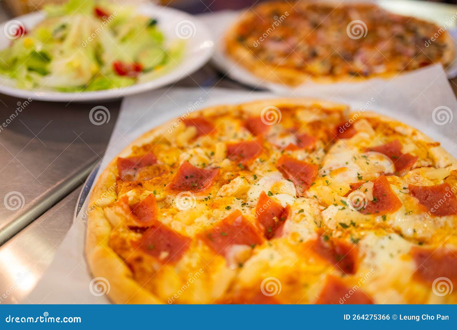 Pizza on Plate on Table with Ingredients Stock Photo - Image of tasty ...