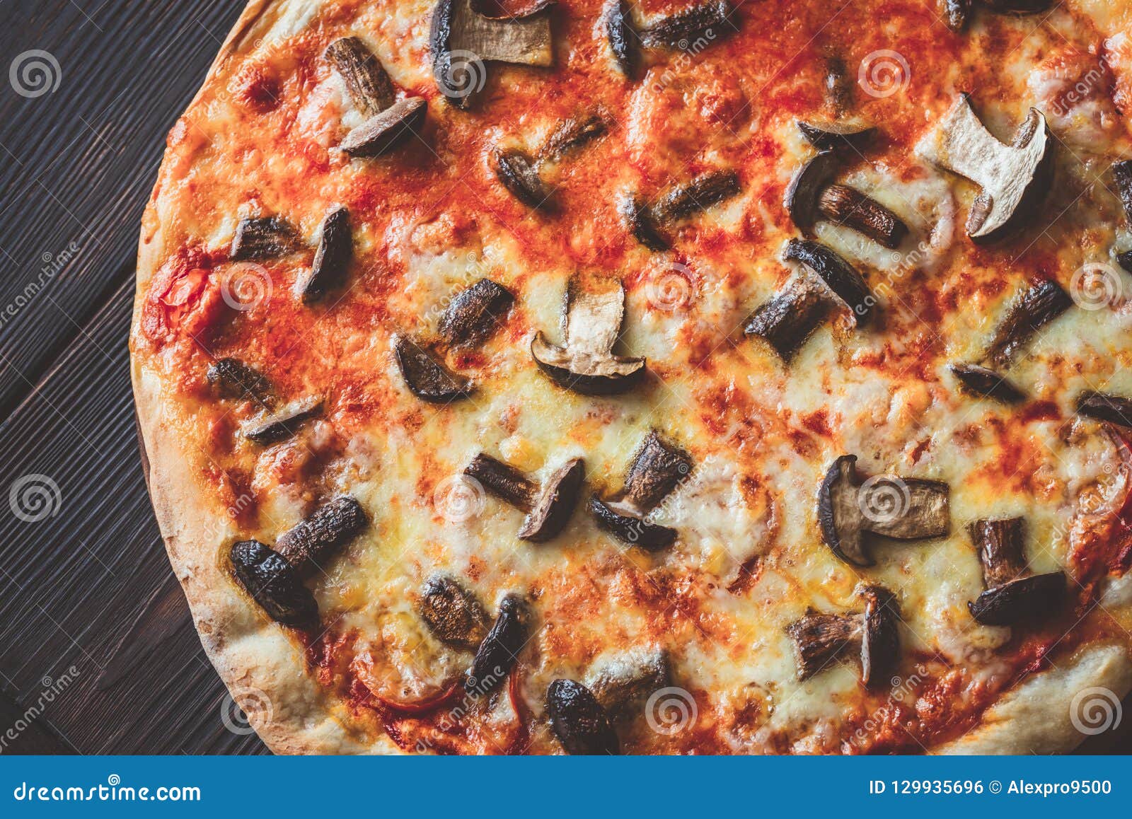 Pizza with Porcini Mushrooms Stock Photo - Image of snack, baked: 129935696