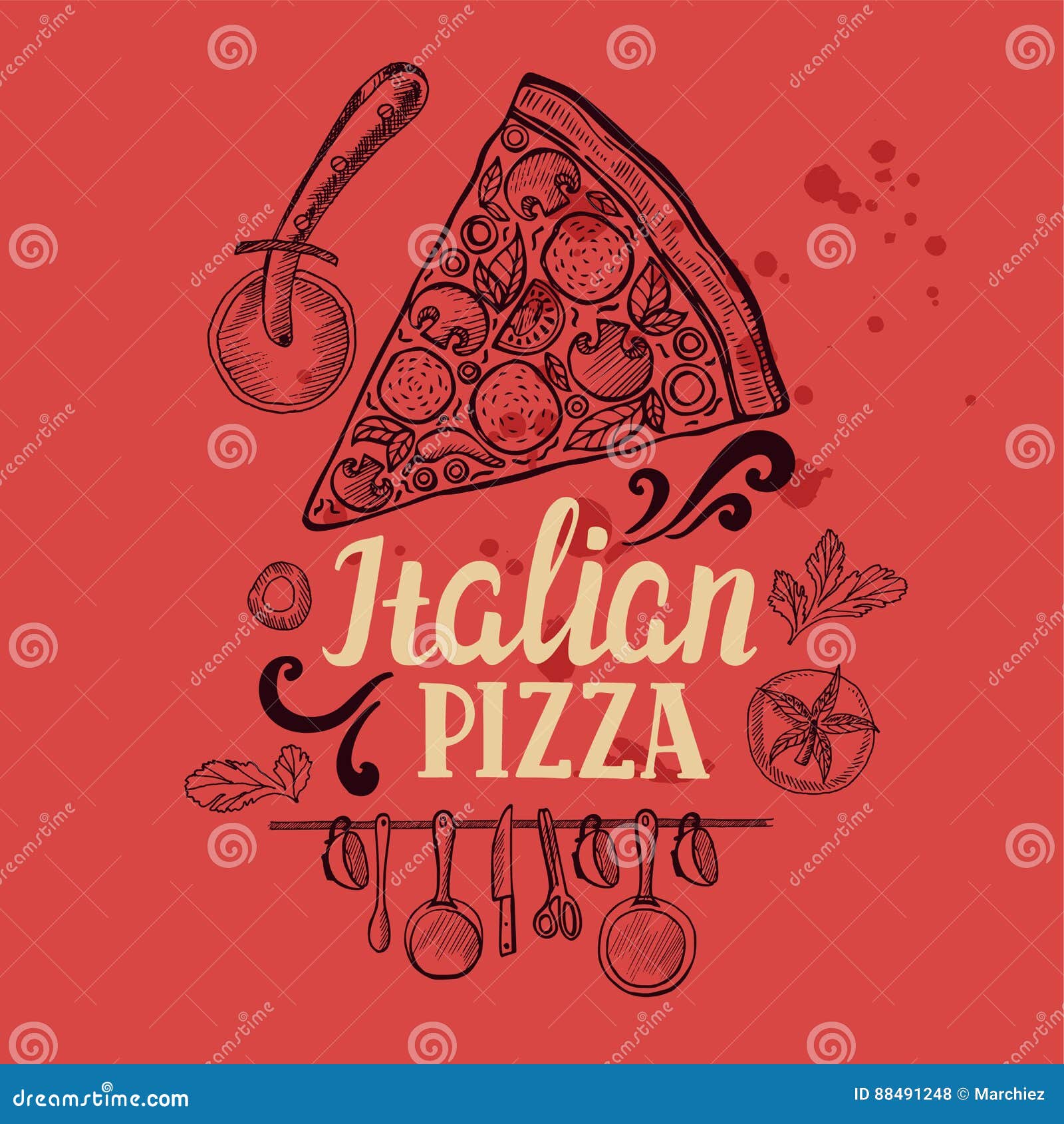 Pizza Poster for Restaurant and Cafe. Stock Vector - Illustration of ...