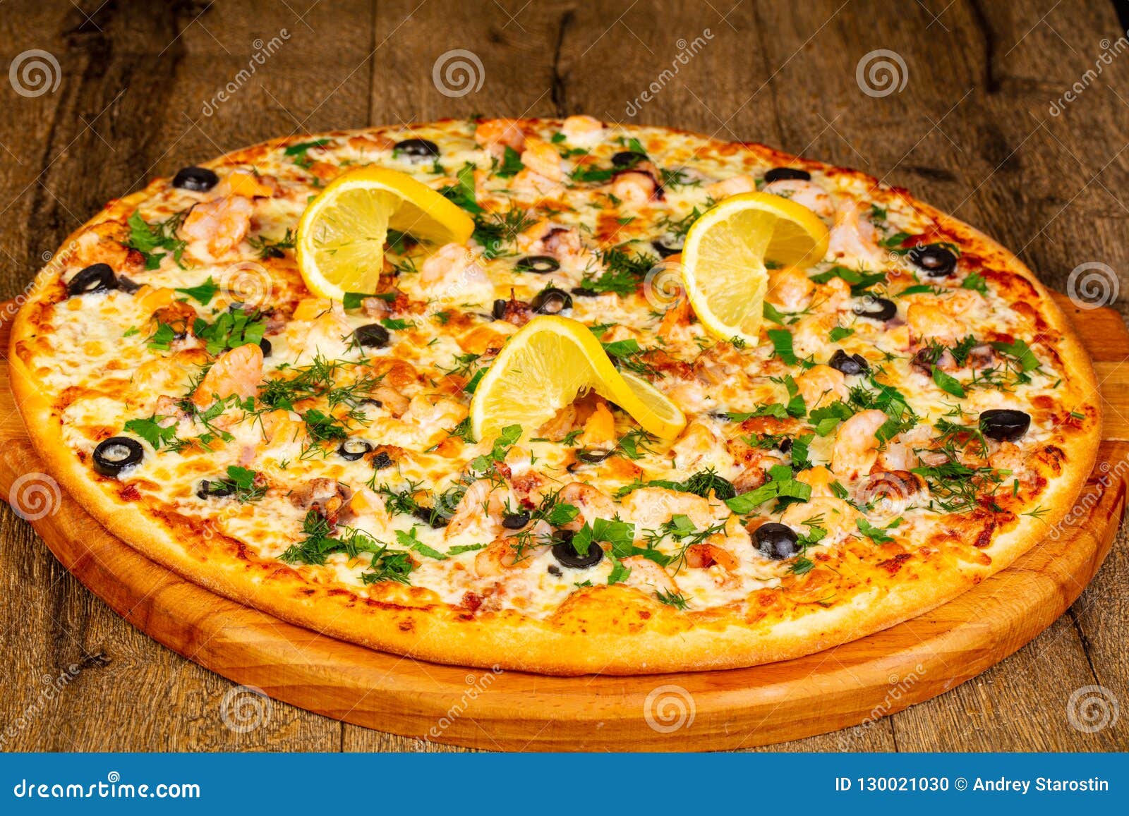 Pizza with prawn stock photo. Image of pizza, prawns - 130021030