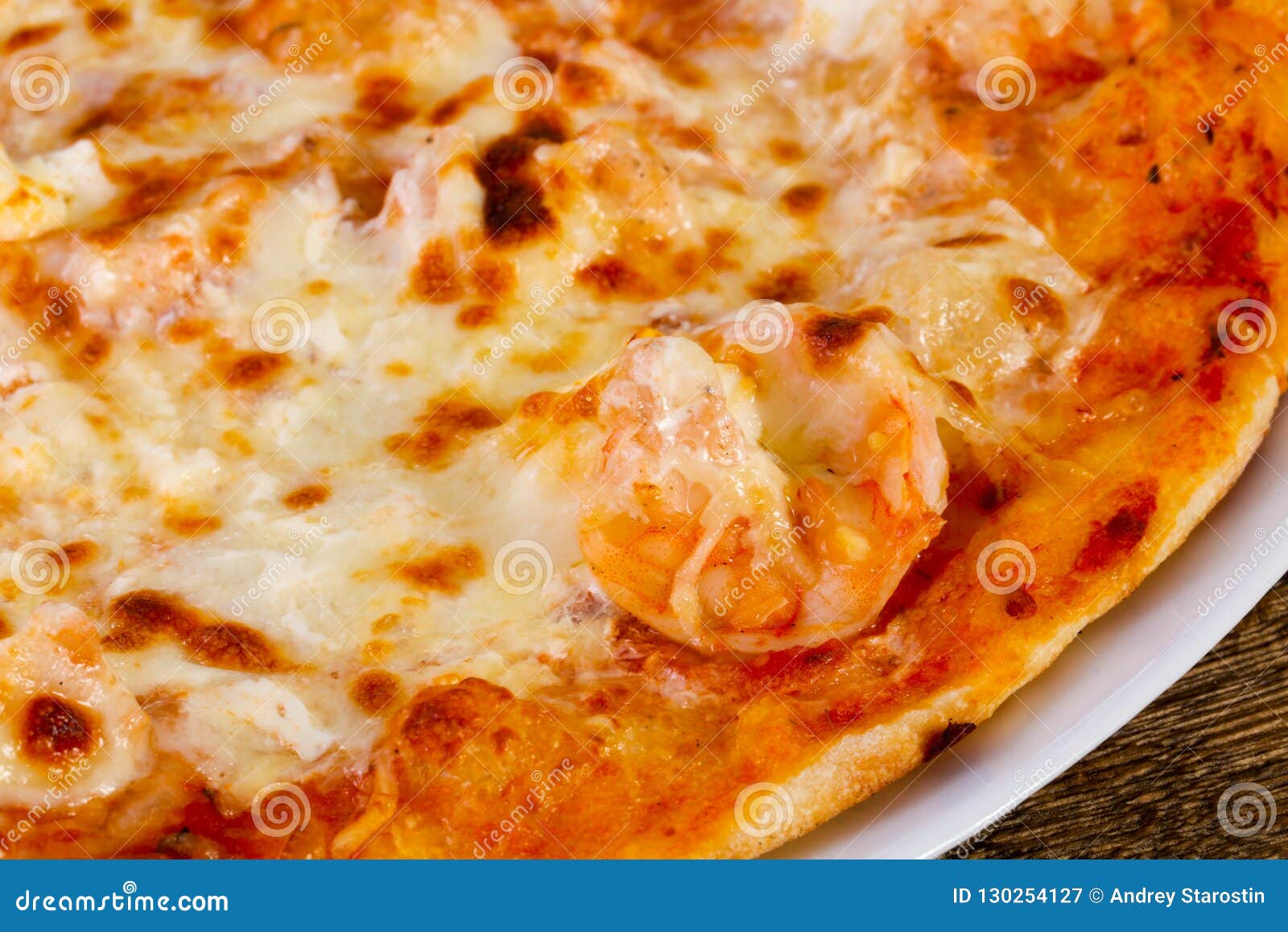 Pizza with prawn stock image. Image of dinner, prawn - 130254127