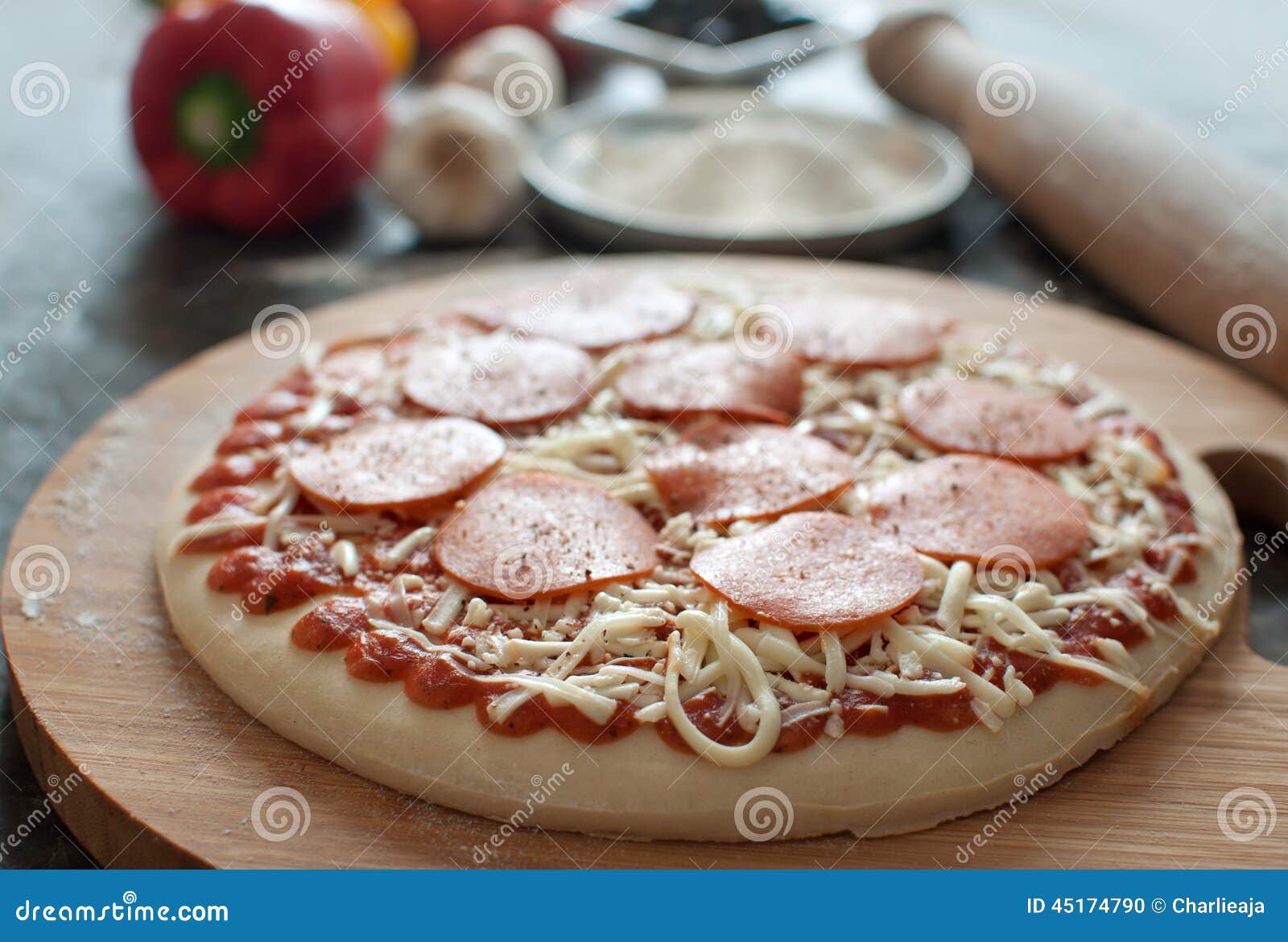 Pizza preparation stock photo. Image of food, pizza, prepare - 45174790