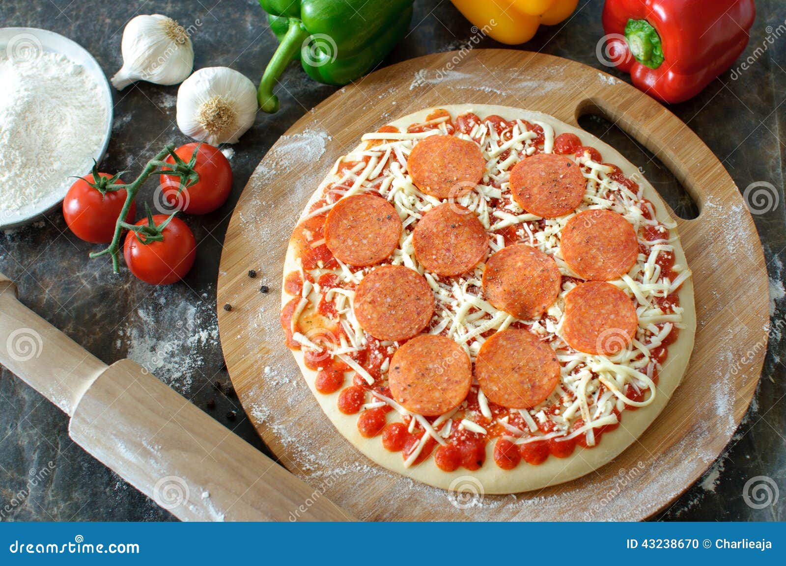 Pizza preparation stock photo. Image of meat, ingredients - 43238670