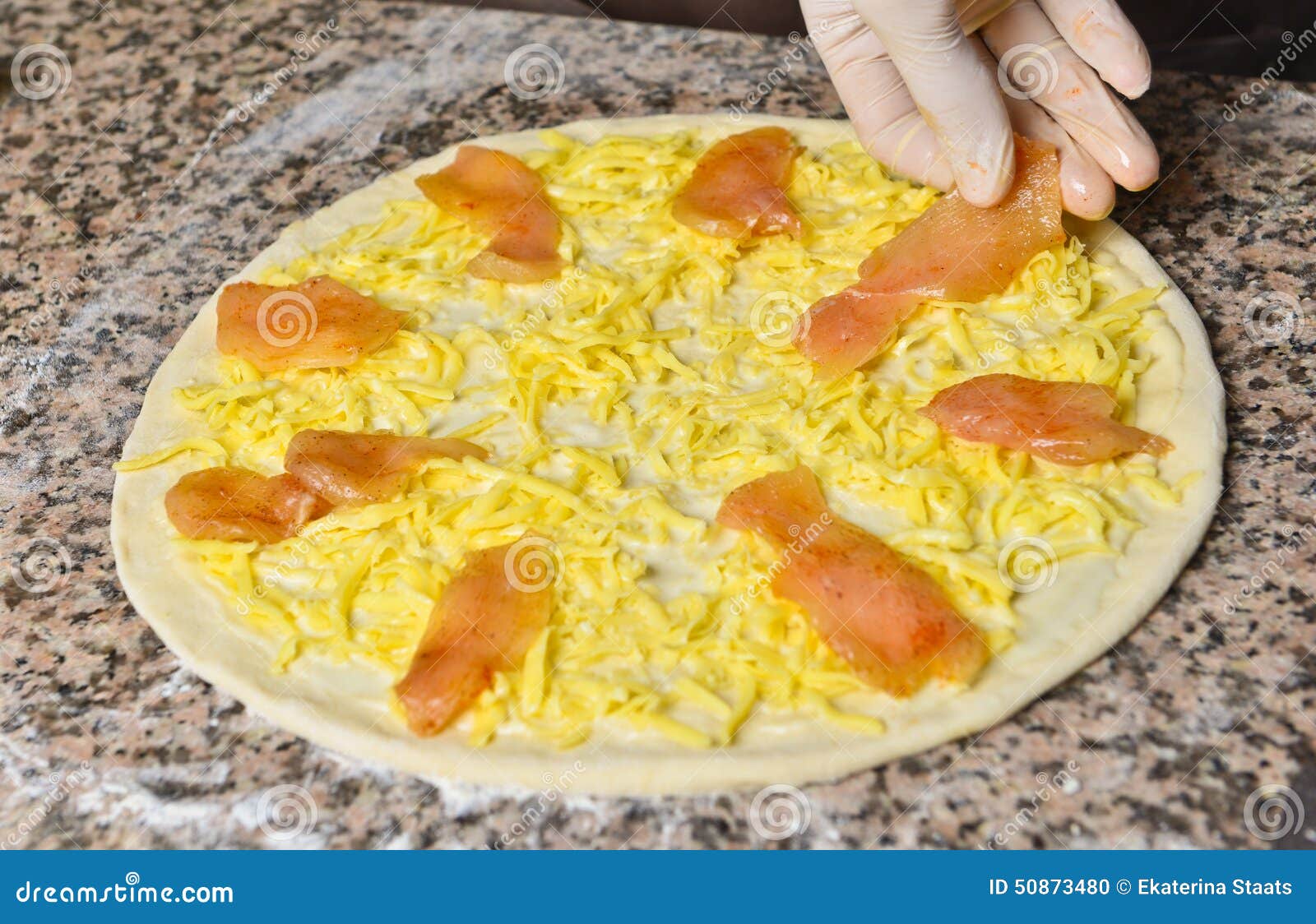 Pizza preparation stock photo. Image of food, making - 50873480