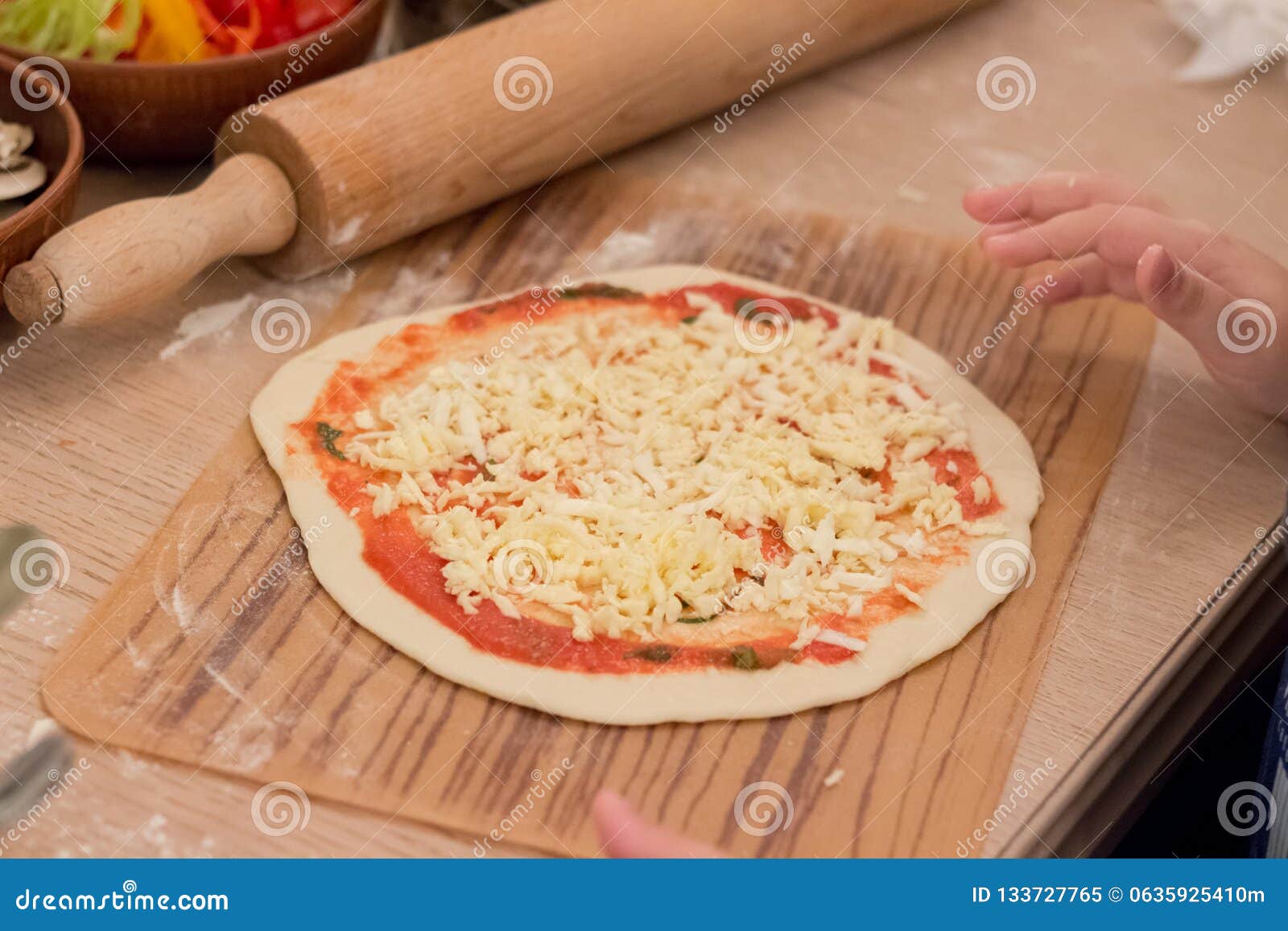 Pizza in the Process of Cooking Stock Image - Image of delicious ...