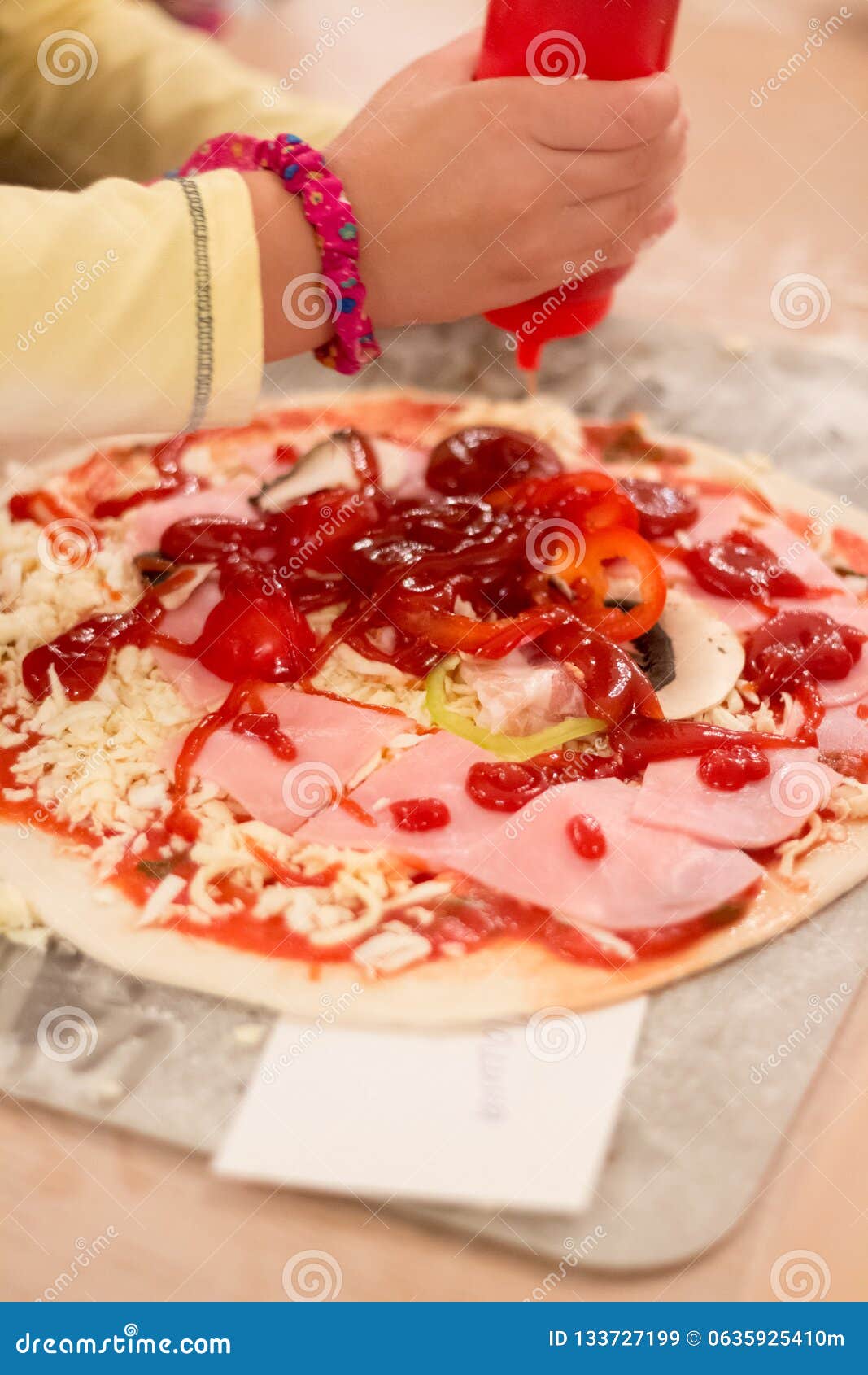 Pizza in the Process of Cooking Stock Image - Image of food, flat ...