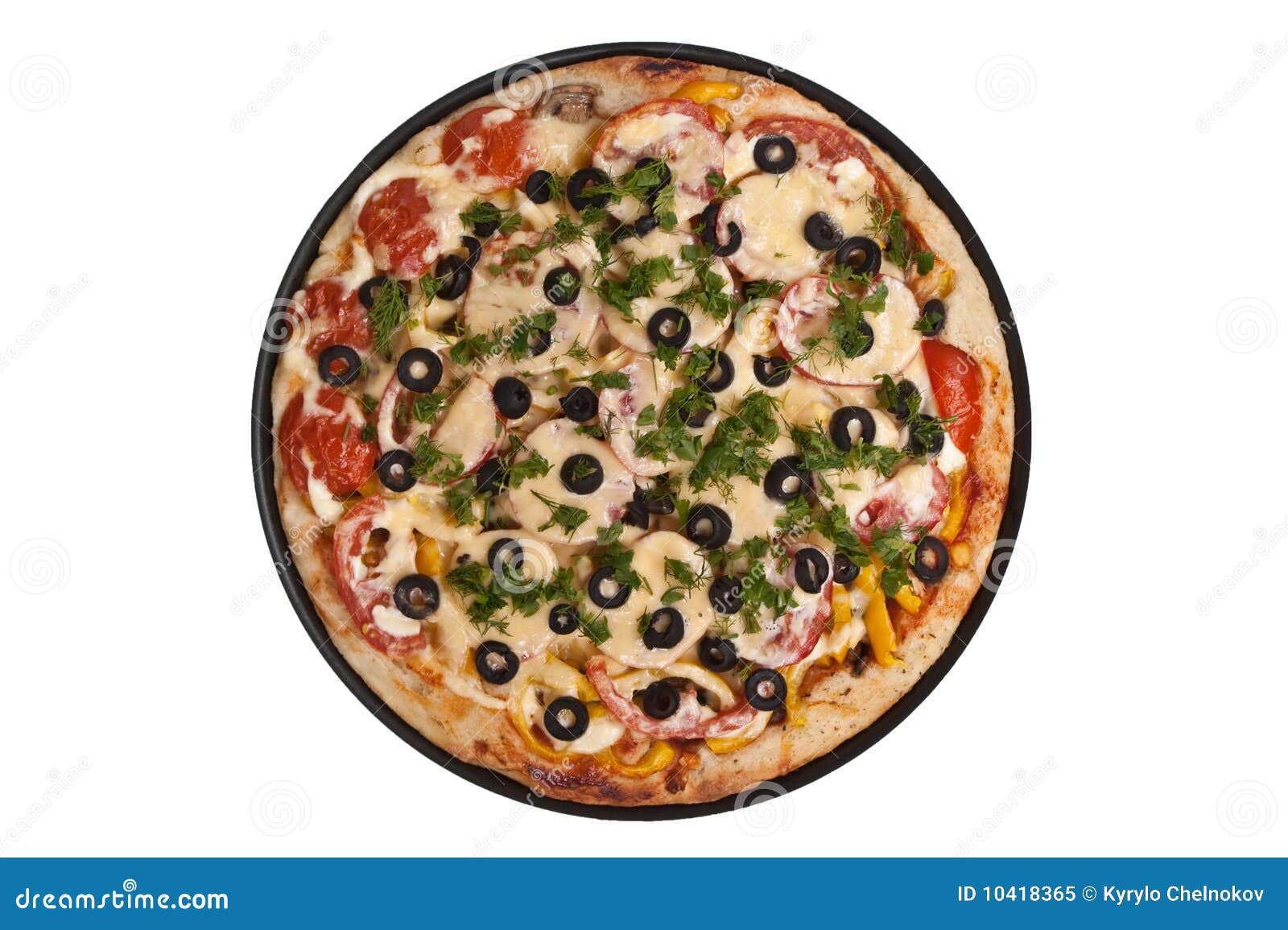 Pizza redonda imagen de archivo. Imagen de revuelto, aceitoso - 10418365