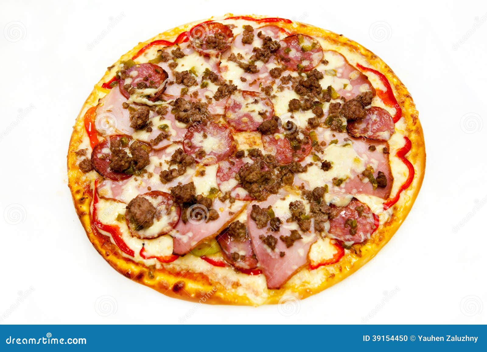 Pizza Redonda Con La Carne 9 Foto de archivo - Imagen de carne, blanco ...