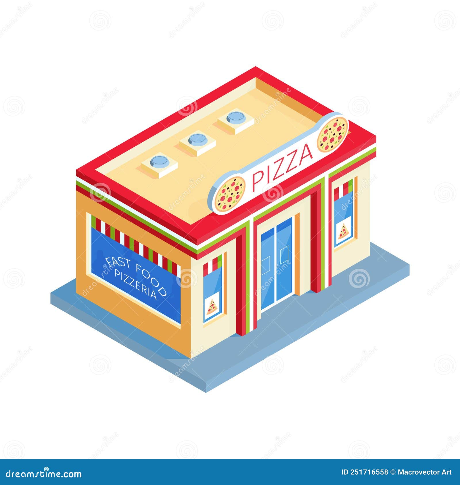 Pizza Restaurant Building Composition Stock Vector - Illustration of ...