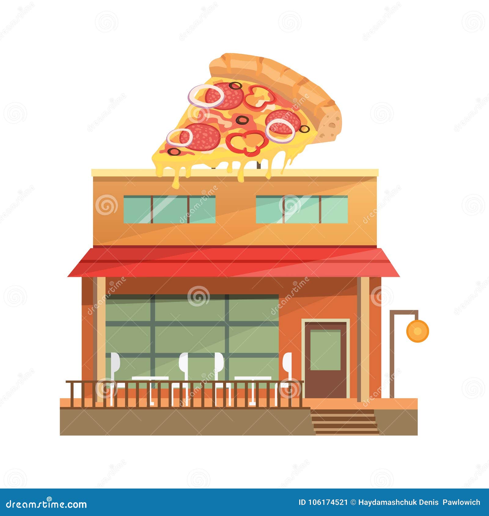 Pizza Restaurant Building. Urban Building Stock Vector - Illustration ...