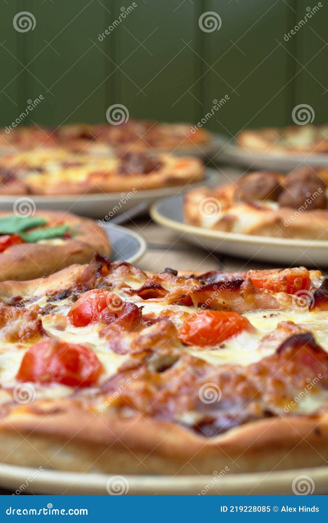 Pizza Restaurant Pizzas with Different Toppings Stock Image - Image of ...