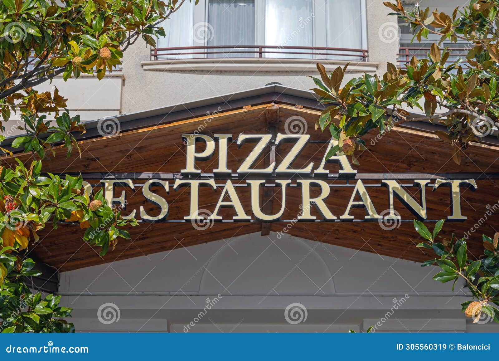 Pizza Restaurant Sign stock image. Image of front, food - 305560319