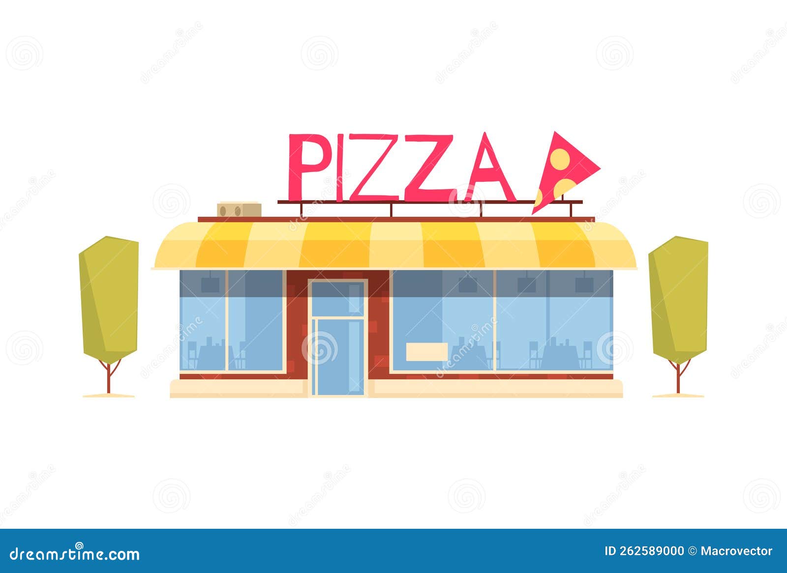 Pizza Restaurant Storefront Composition Stock Vector - Illustration of ...