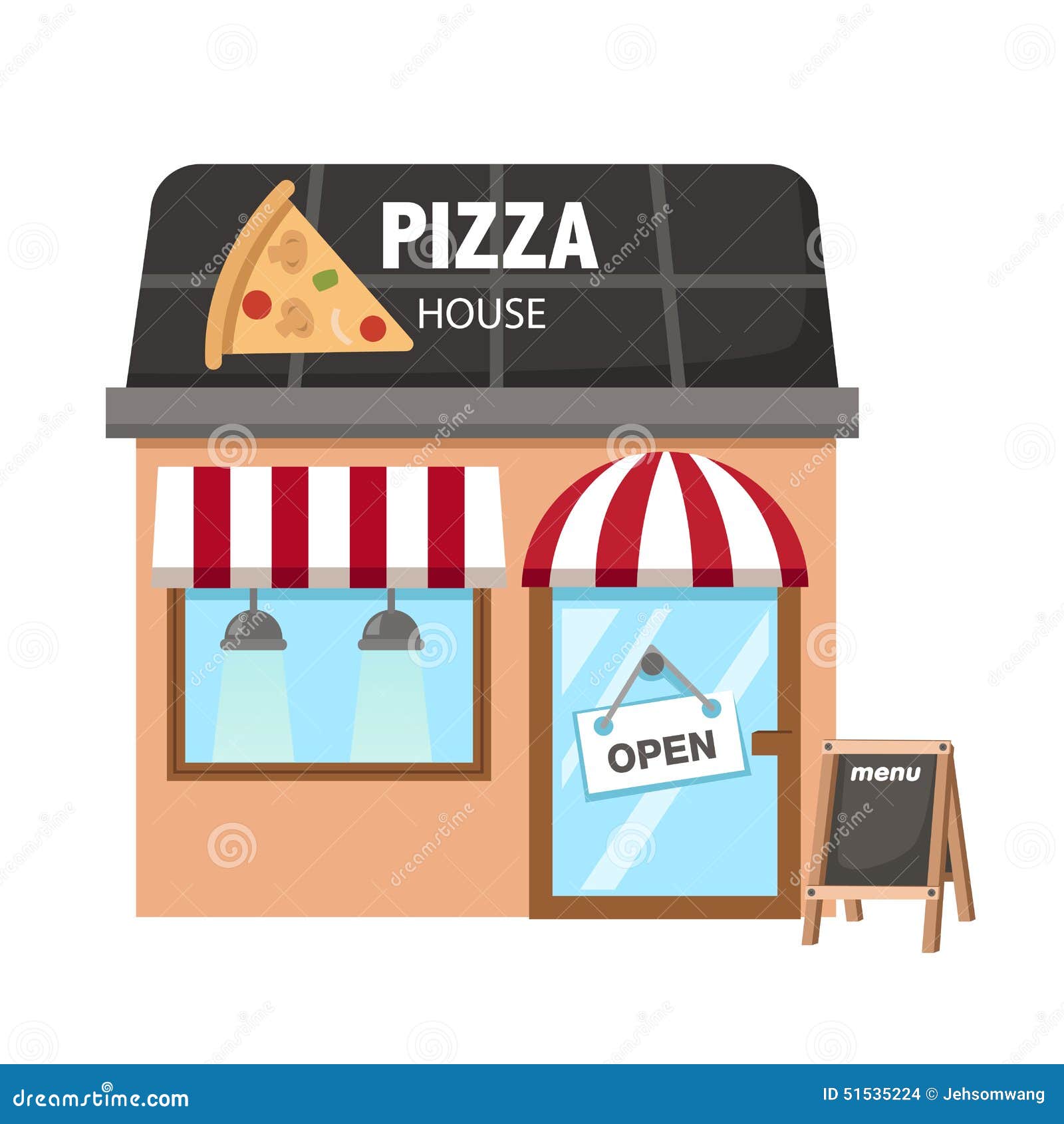 Pizza restaurant vector stock vector. Illustration of center - 51535224