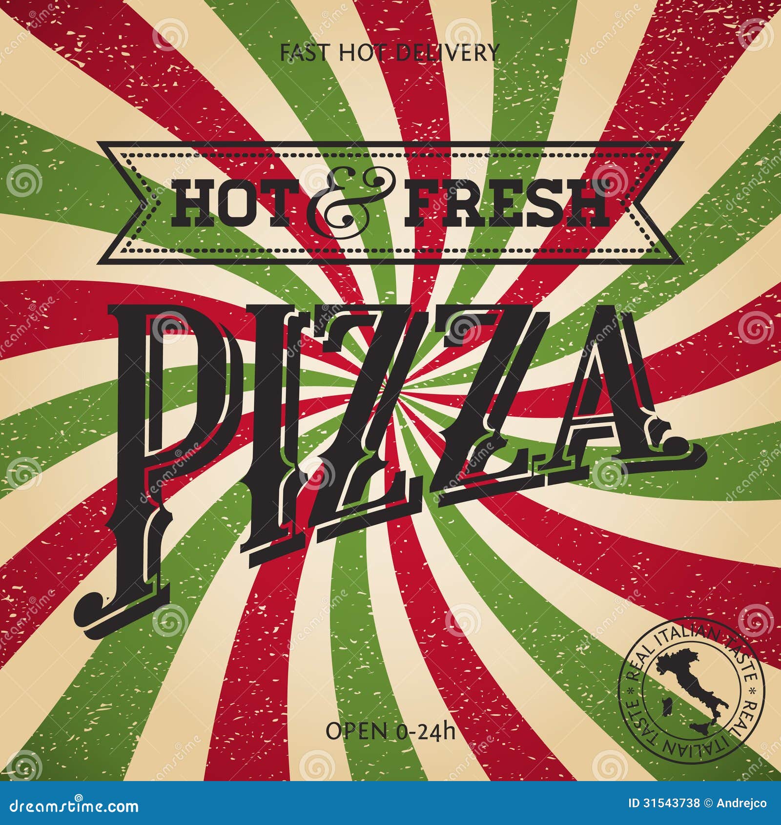 Pizza stock vector. Illustration of pizzeria, retro, banner - 31543738