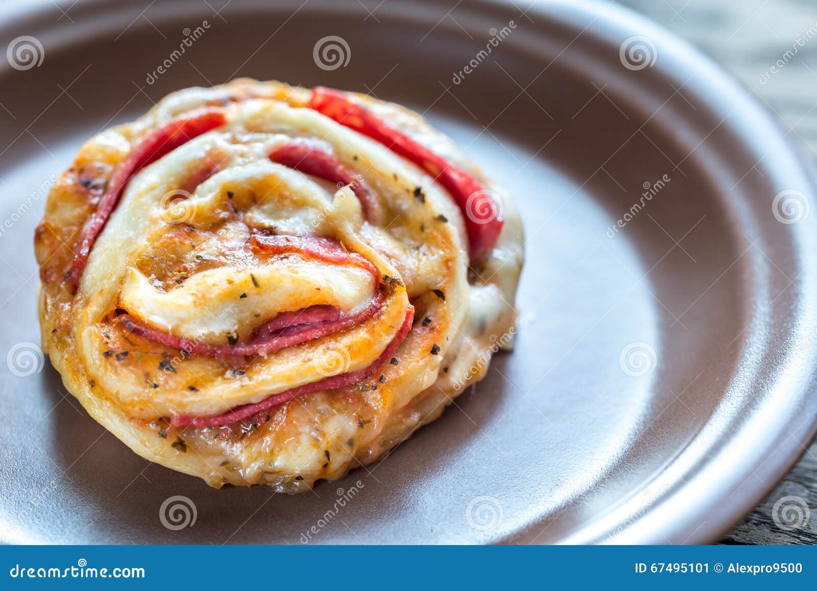 Pizza roll on the plate stock image. Image of baked, basil - 67495101