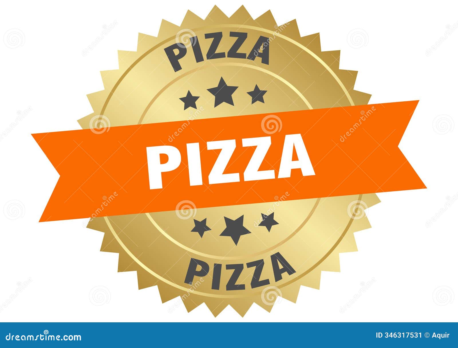 Pizza. Pizza Round Orange and Gold Label Isolated on Transparent ...