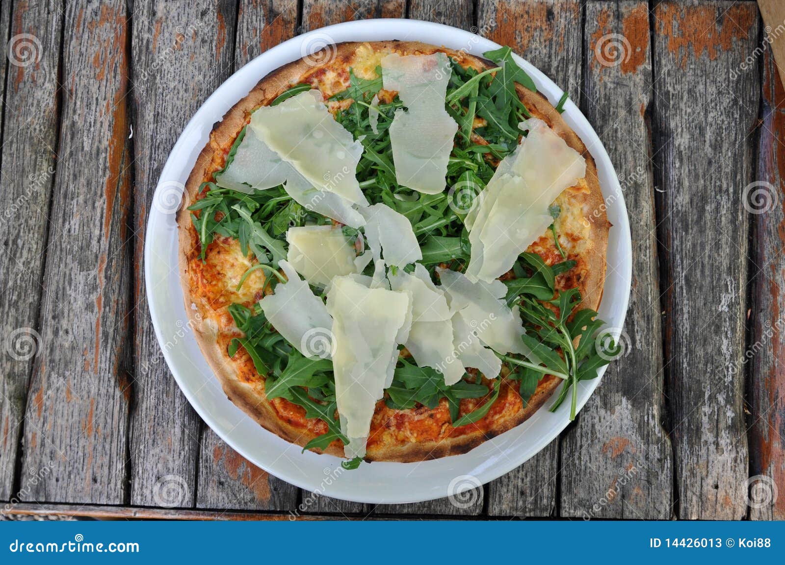 Pizza with Rucola and Parmigiano Stock Image - Image of italy, handmade ...
