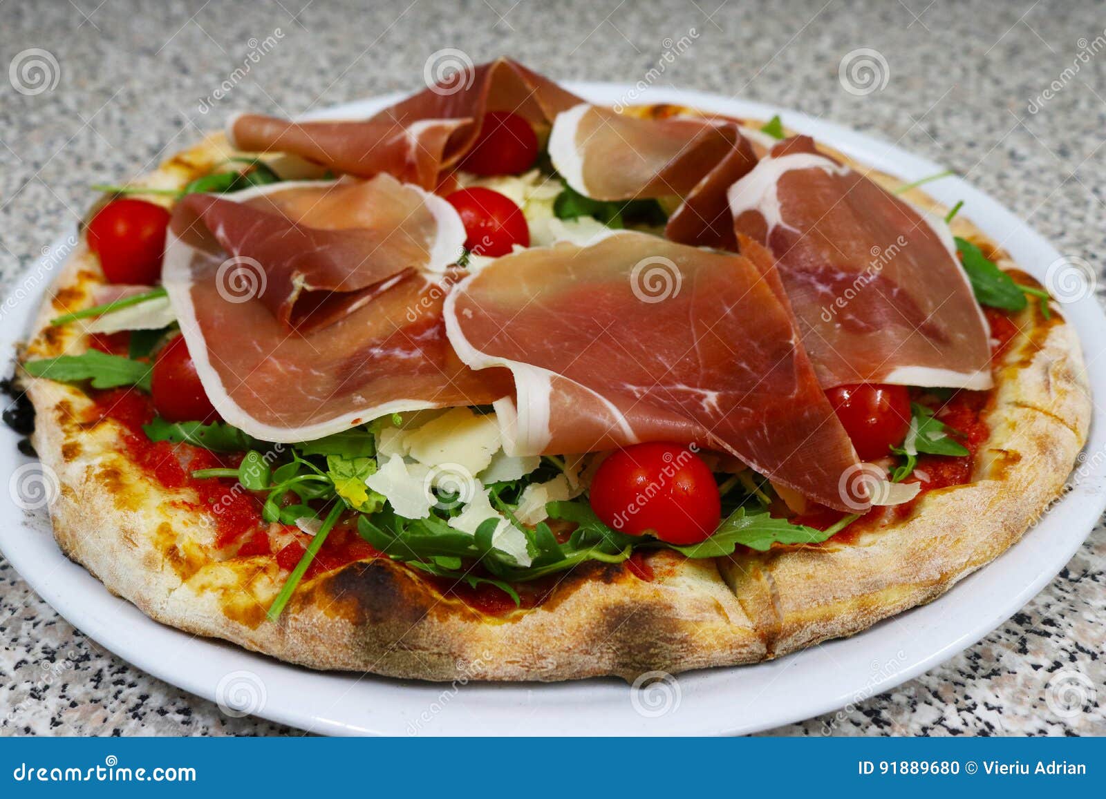 Pizza Rucola,Raw Ham,parmesan,restaurant Italian Stock Photo - Image of ...