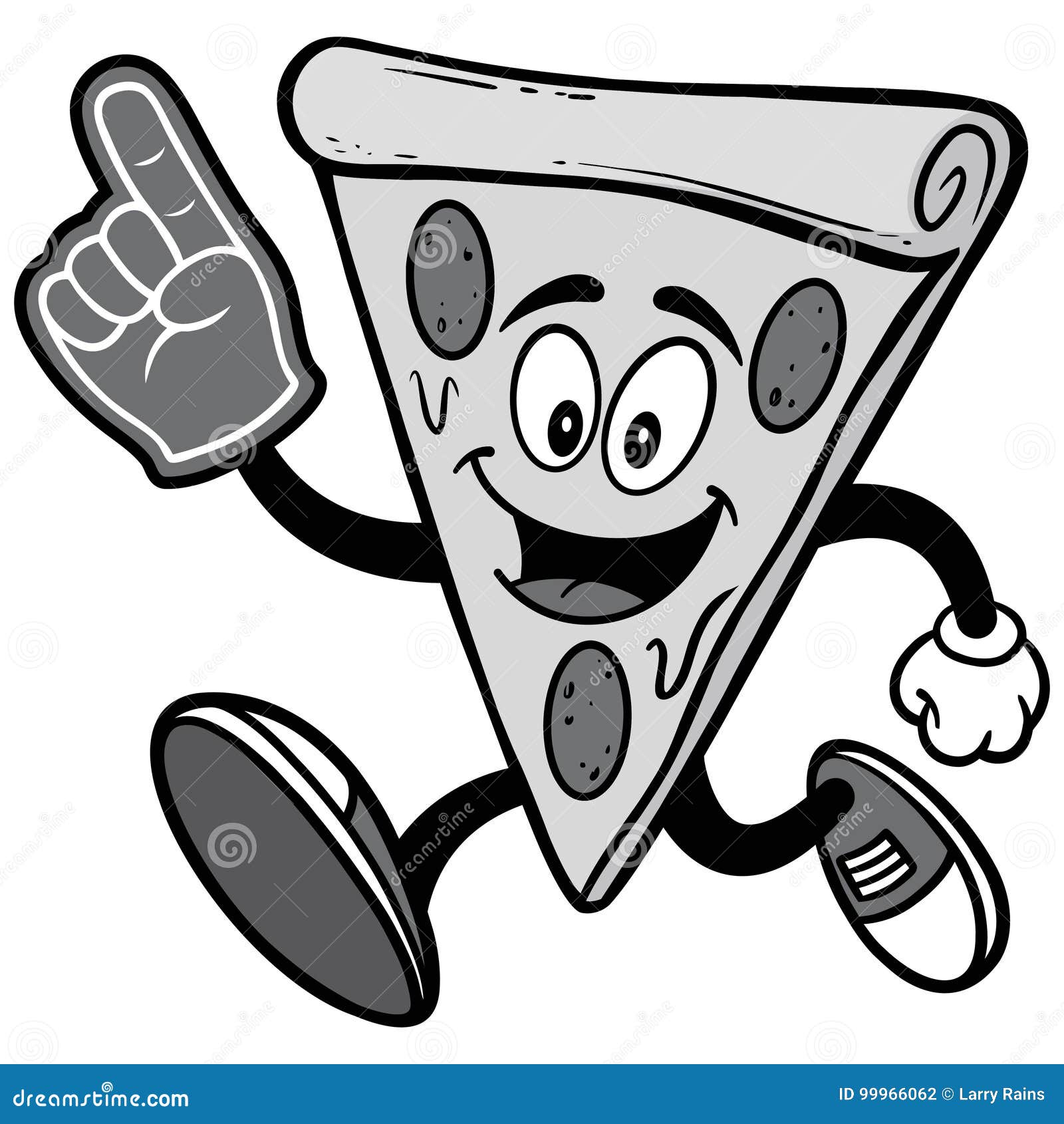 Pizza Running with Foam Finger Illustration Stock Vector - Illustration ...
