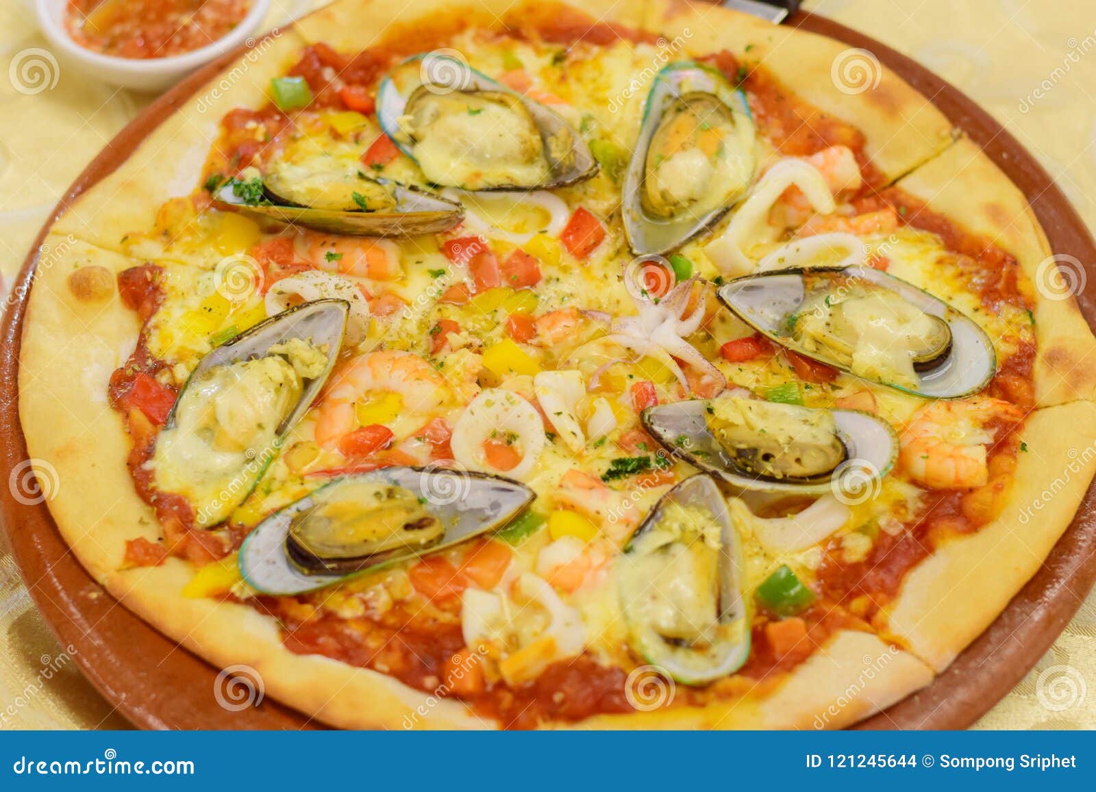 Pizza With Seafood And Cheese, Four Cheeses, Pepperoni, Meat, Margarita ...