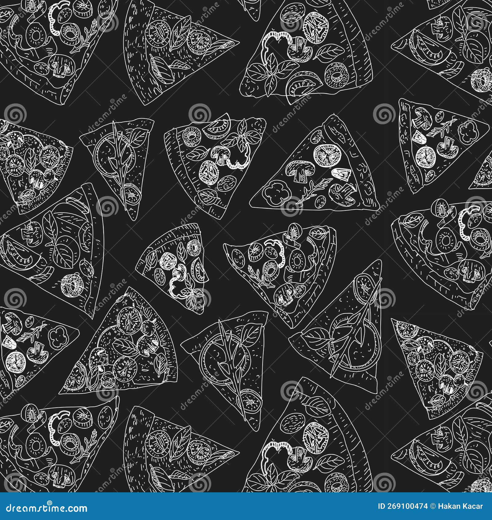 Pizza Seamless Pattern with Various Ingredients Stock Vector ...