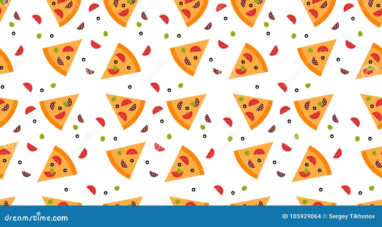 Pizza Seamless Pattern on White Background. Vector Illustration Stock ...