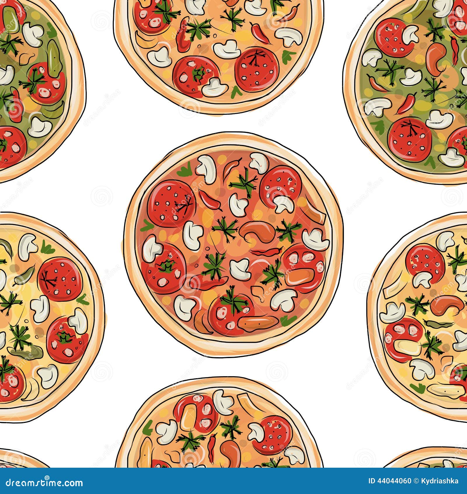 Pizza, Seamless Pattern for Your Design Stock Vector - Illustration of ...