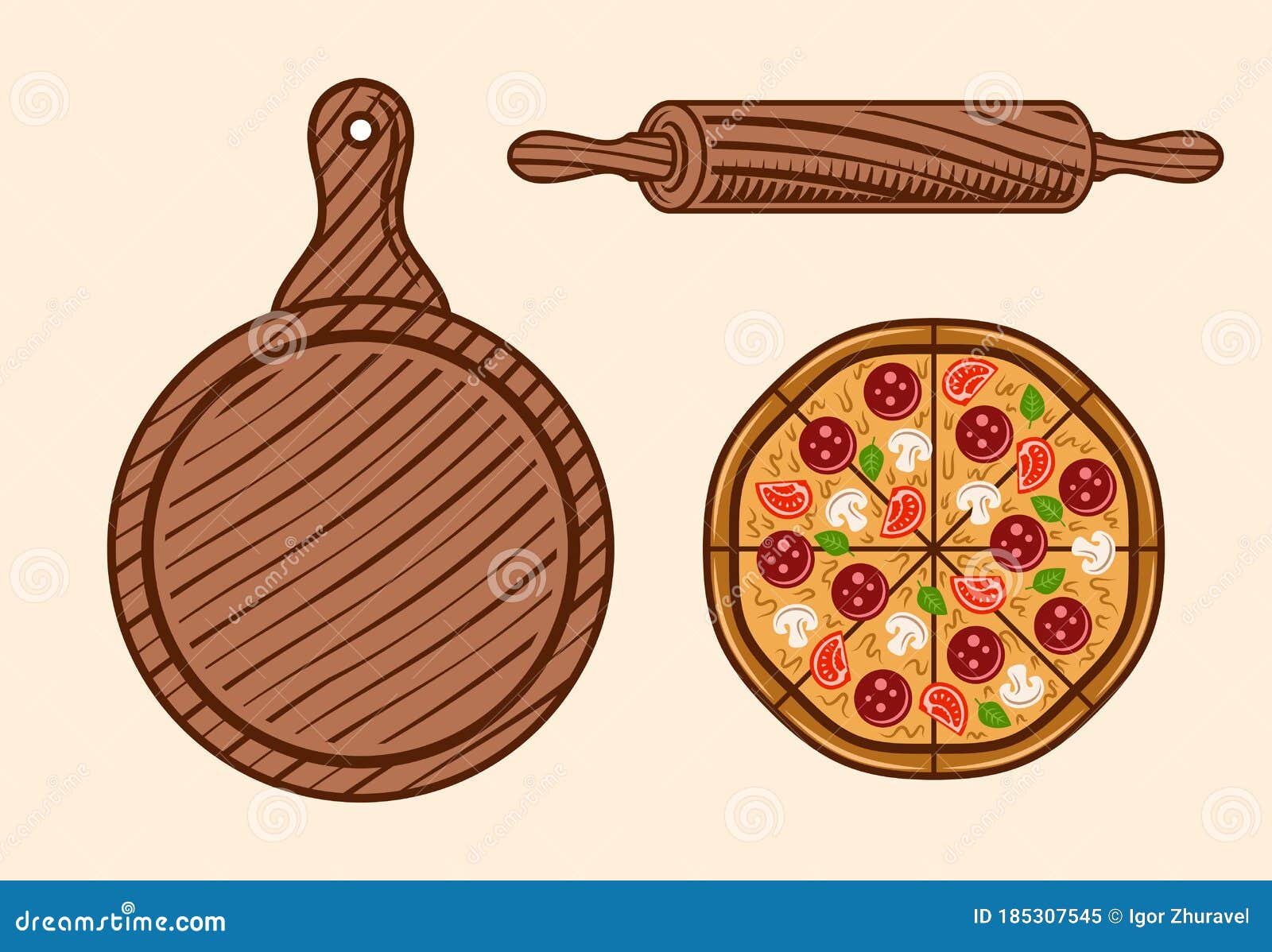 Pizza Set of Vector Colored Objects or Elements Stock Vector ...