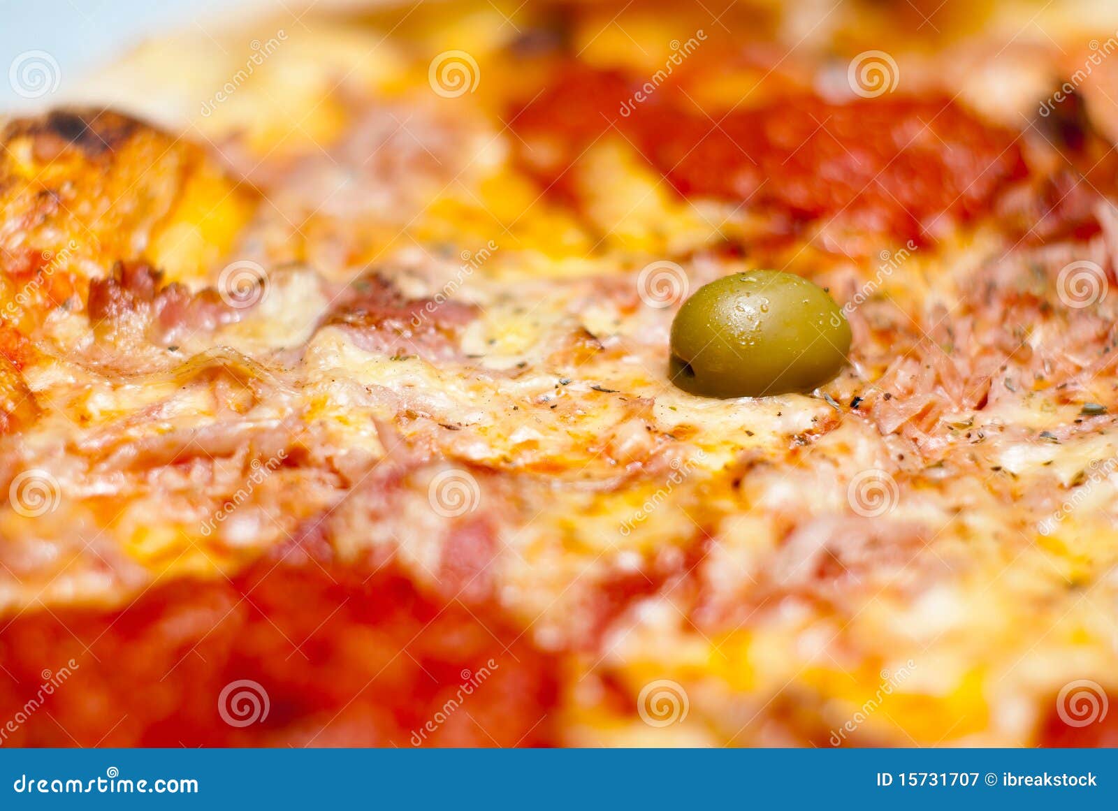 Pizza in Shallow Depth of Field Focus on Olive Stock Image - Image of ...