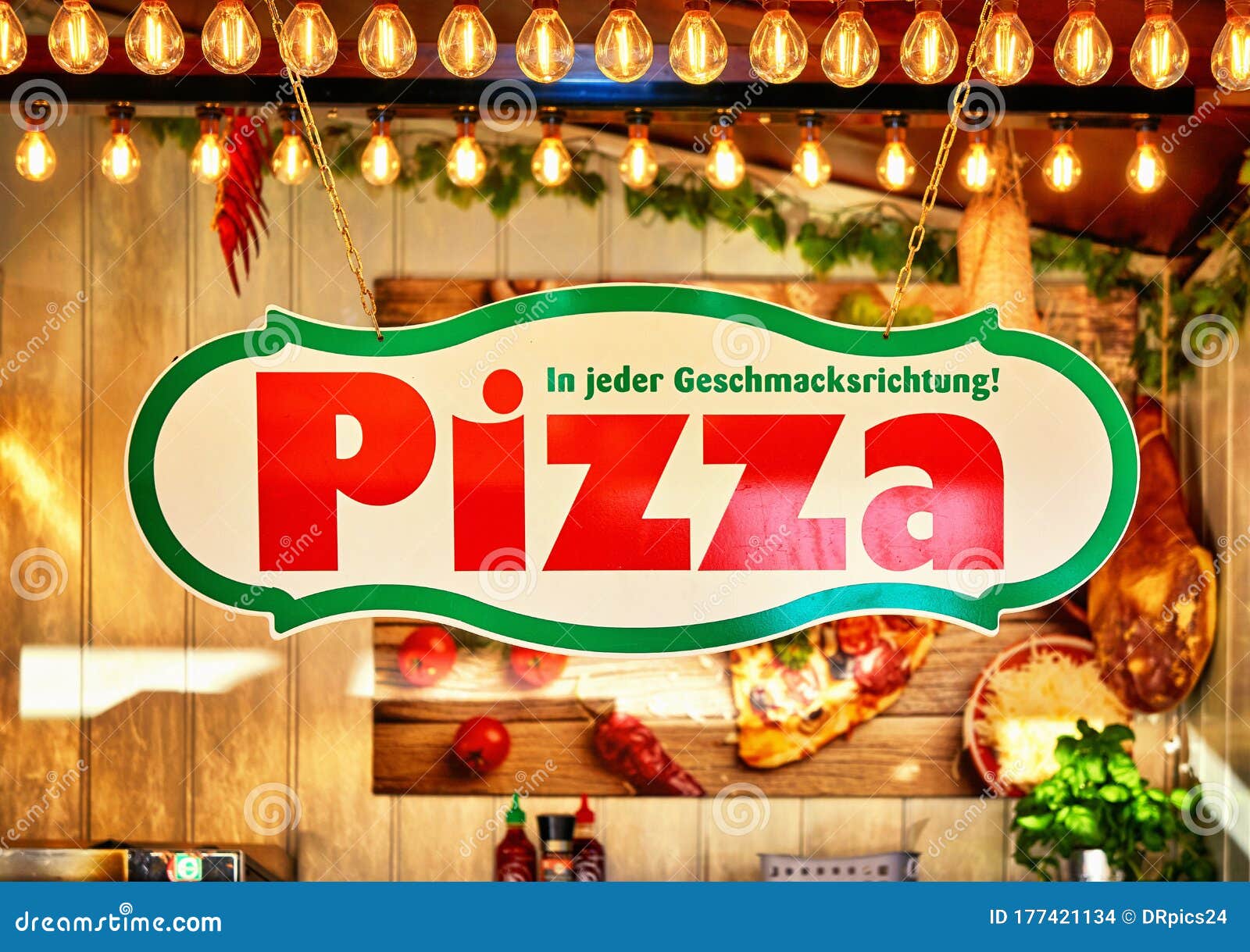 Pizza Shop Sign with Nice Lighted Background Stock Photo - Image of ...