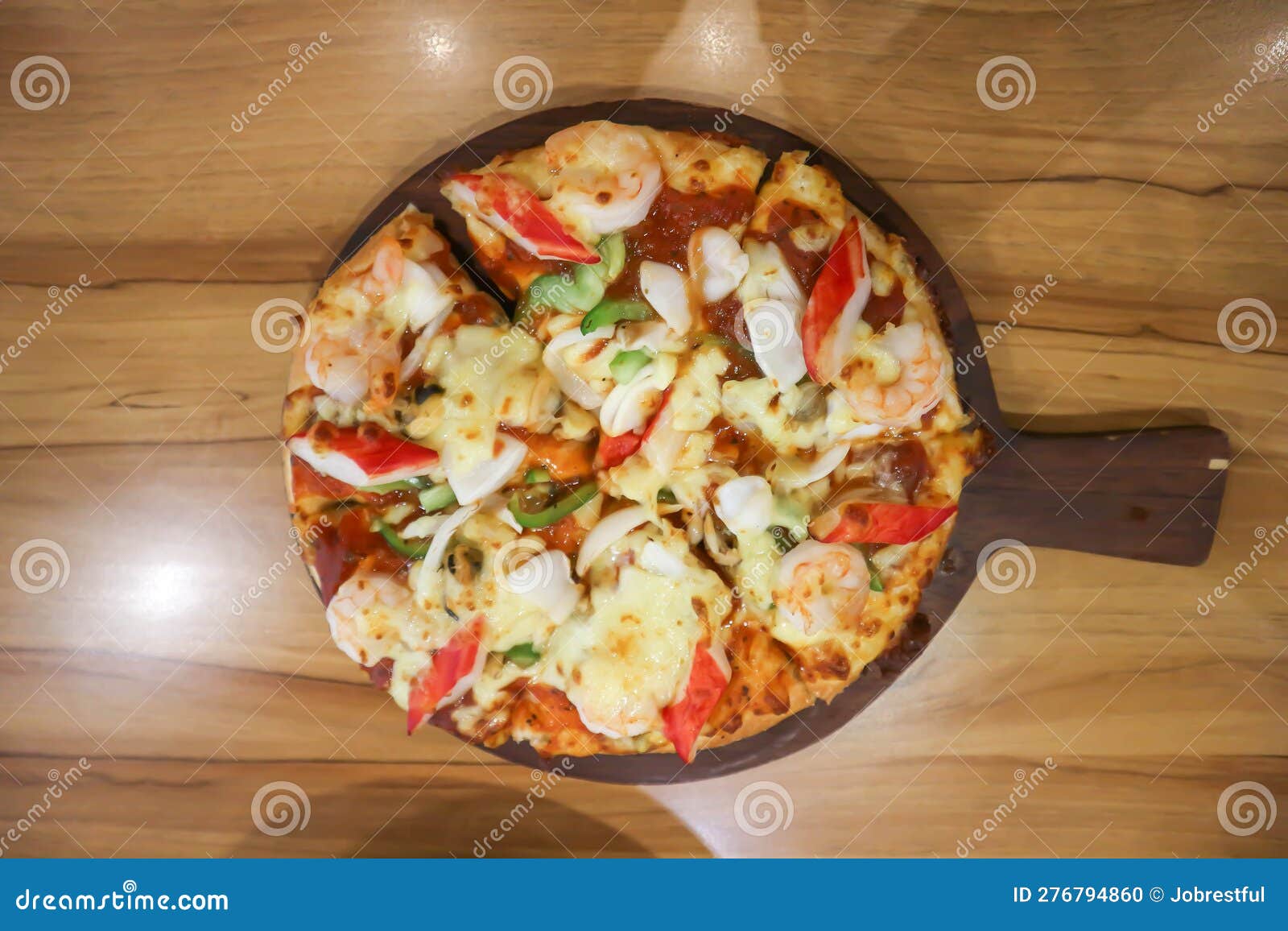 Pizza or Shrimp and Squid Pizza or Seafood Pizza Stock Photo - Image of ...