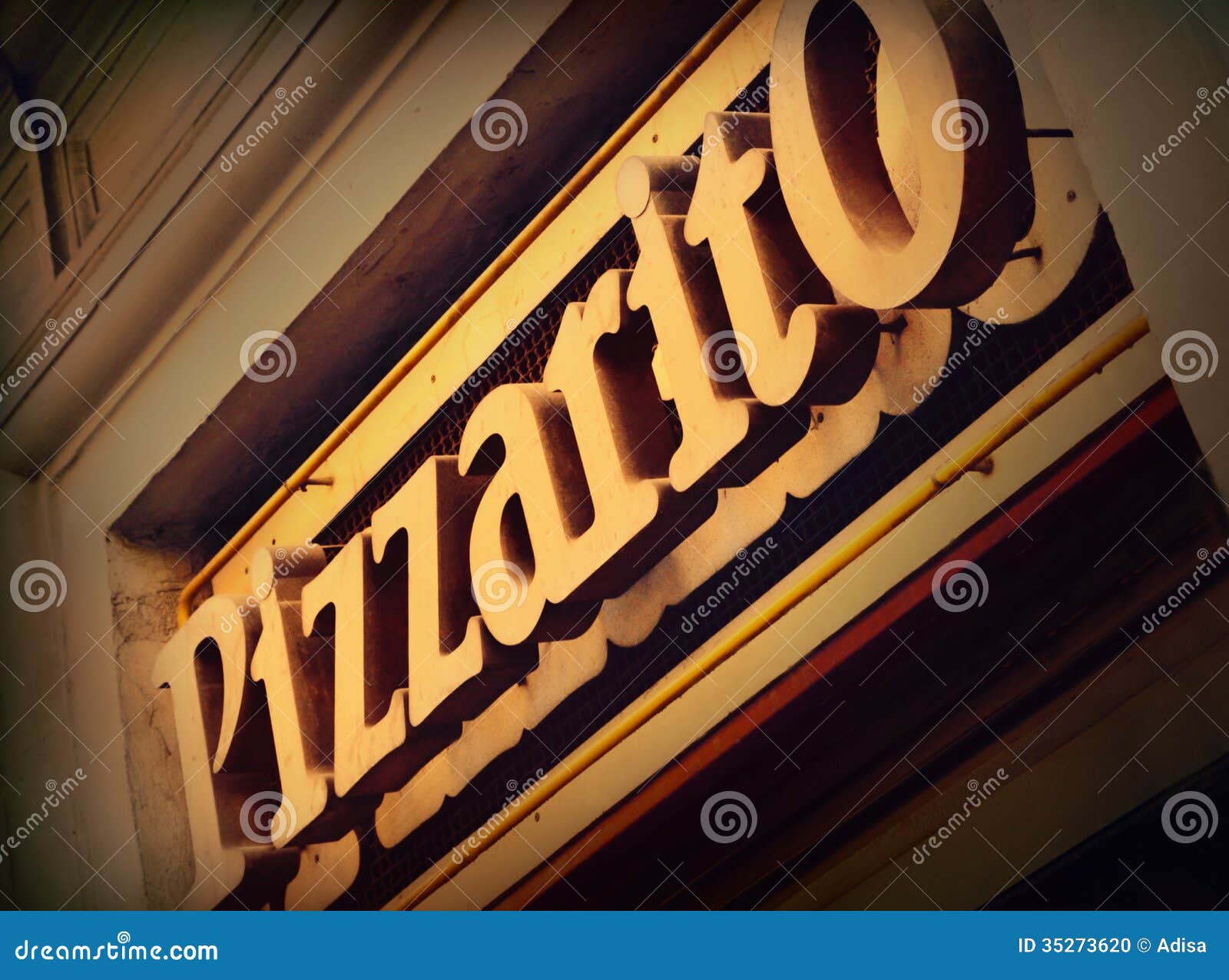 Pizza sign stock photo. Image of dark, fast, mediterranean - 35273620