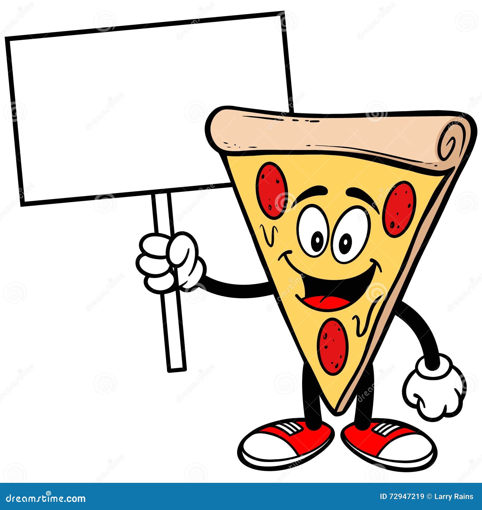 Pizza with Sign stock vector. Illustration of cheerful - 72947219