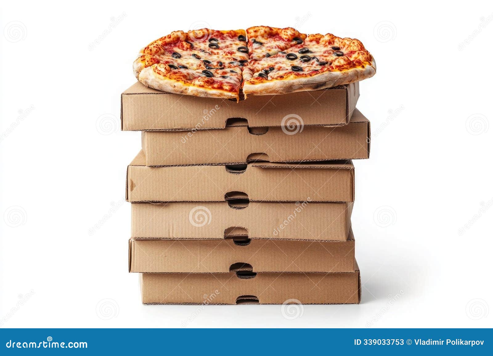 A Pizza Sitting Atop a Stack of Empty Pizza Boxes, Great for Food and ...