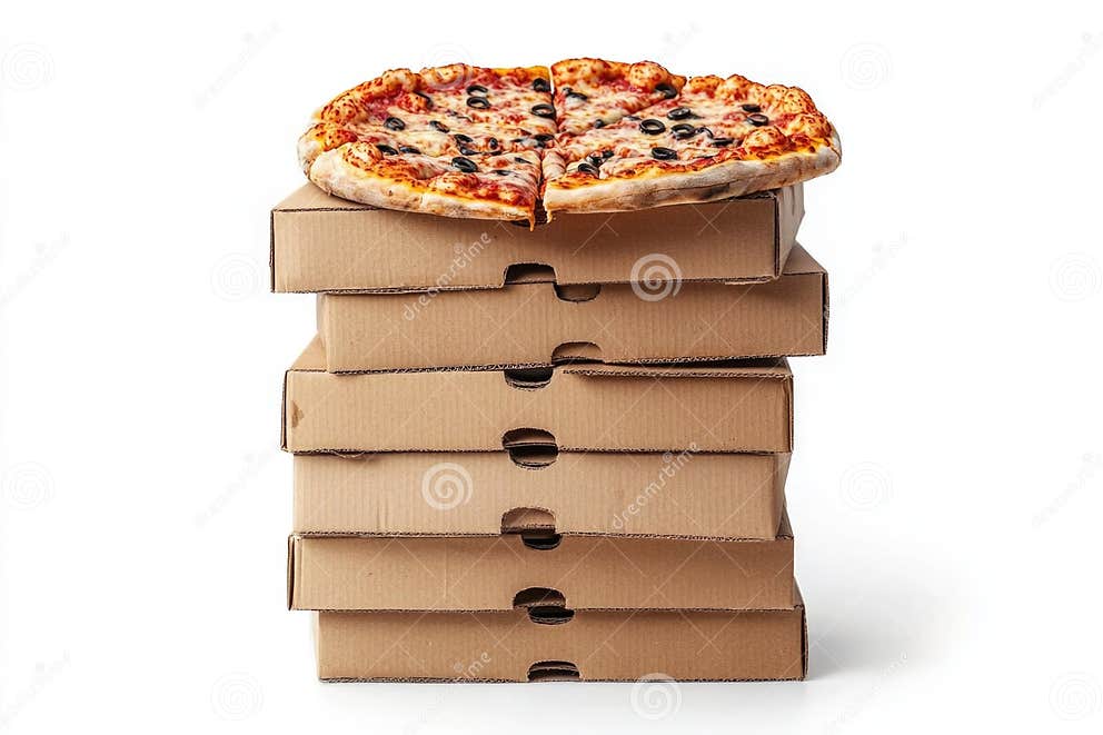 A Pizza Sitting Atop a Stack of Empty Pizza Boxes, Great for Food and ...