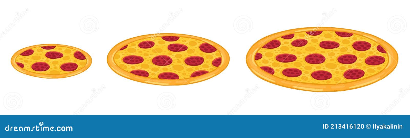 Pizza Sizes. Vector Infographic Illustration. Isometric View. Small ...