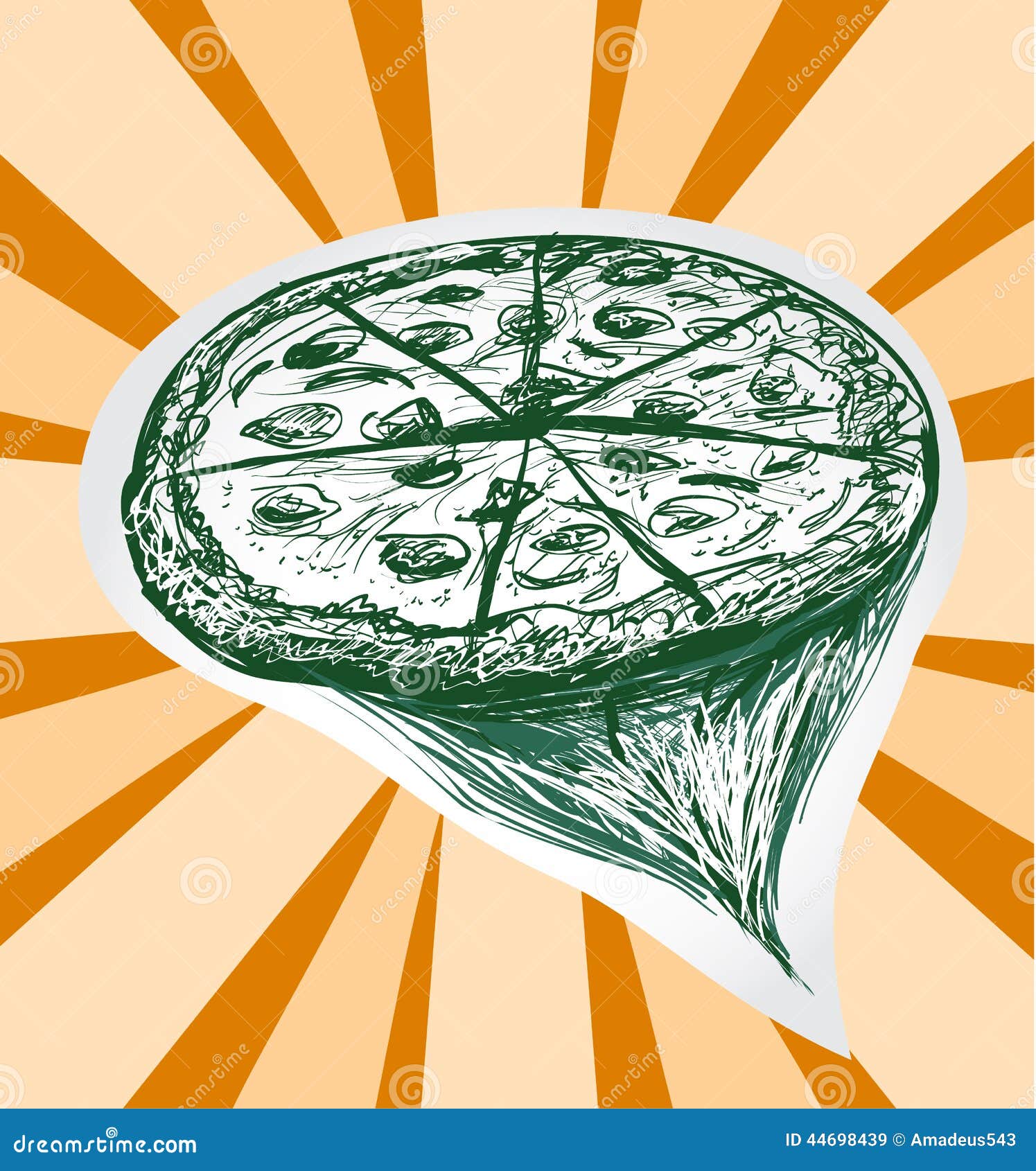 Pizza Sketch Hand Drawn Design Element Stock Illustration ...
