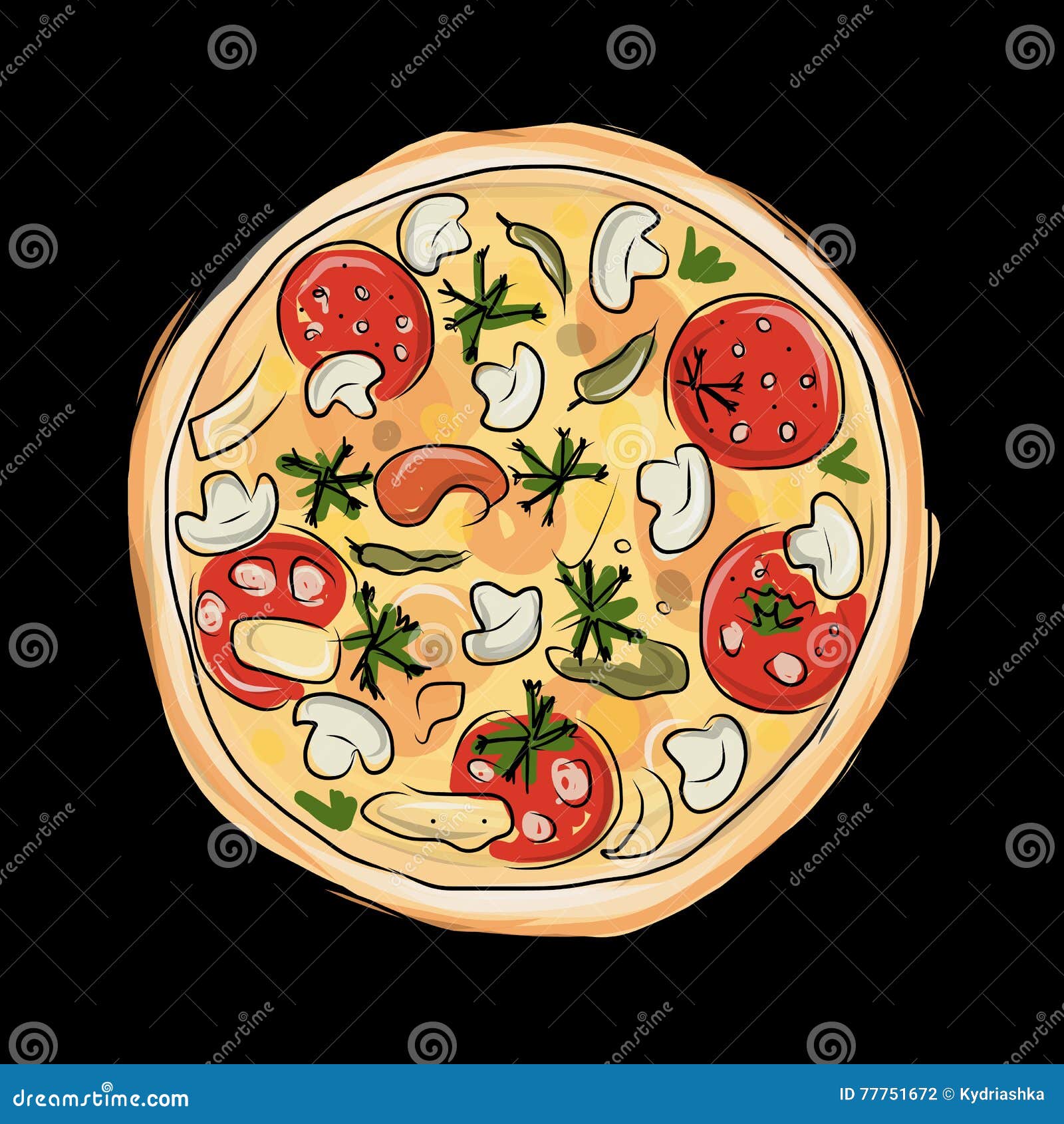 Pizza, Sketch for Your Design Stock Vector - Illustration of cook, food ...