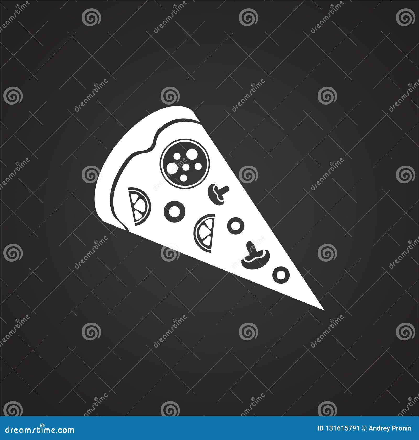 Pizza Slice on Black Background Stock Vector - Illustration of graphic ...