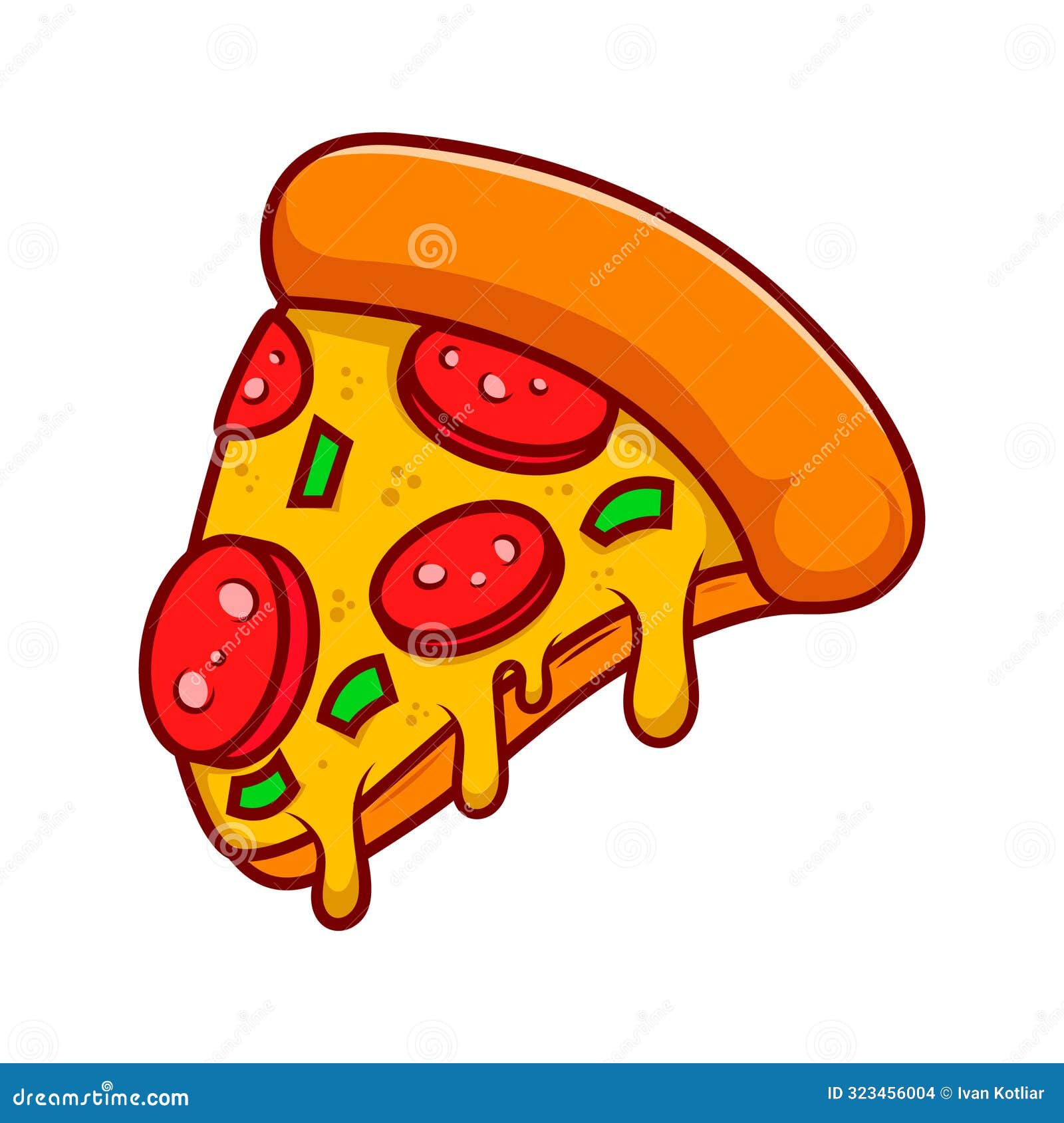 Pizza Slice. Cartoon Pizza Illustration. Pizza With Melted Cheese Cartoon Icon. | CartoonDealer ...