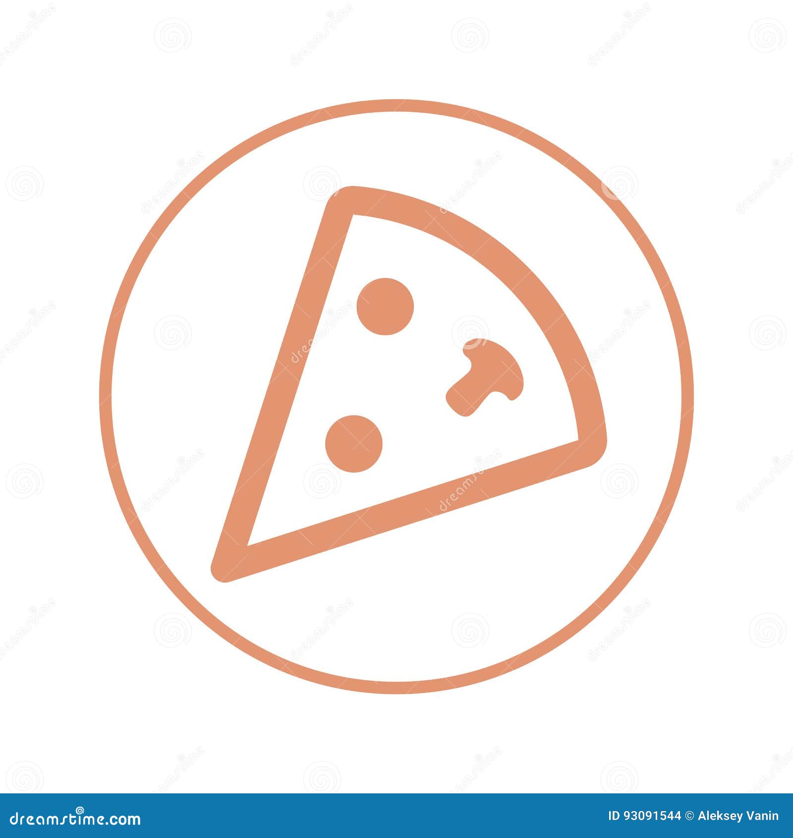 Pizza Slice Circular Line Icon. Round Sign. Flat Style Vector Symbol ...