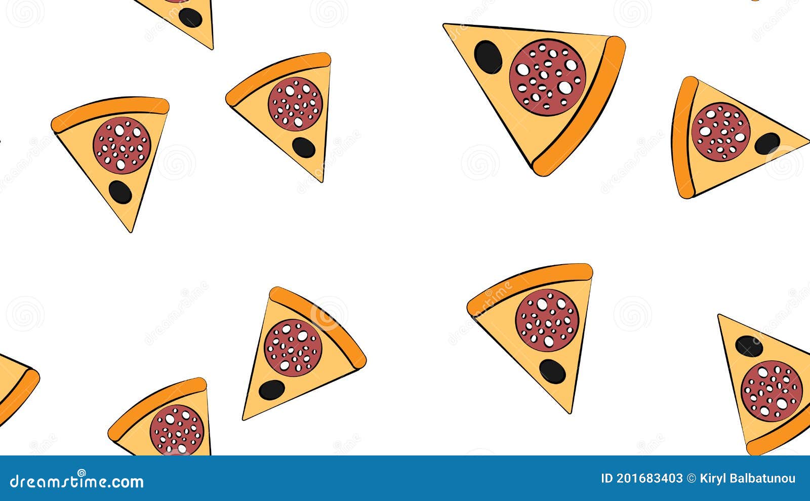 Pizza Slice Cute Seamless Pattern with Hearts on Blue Background ...