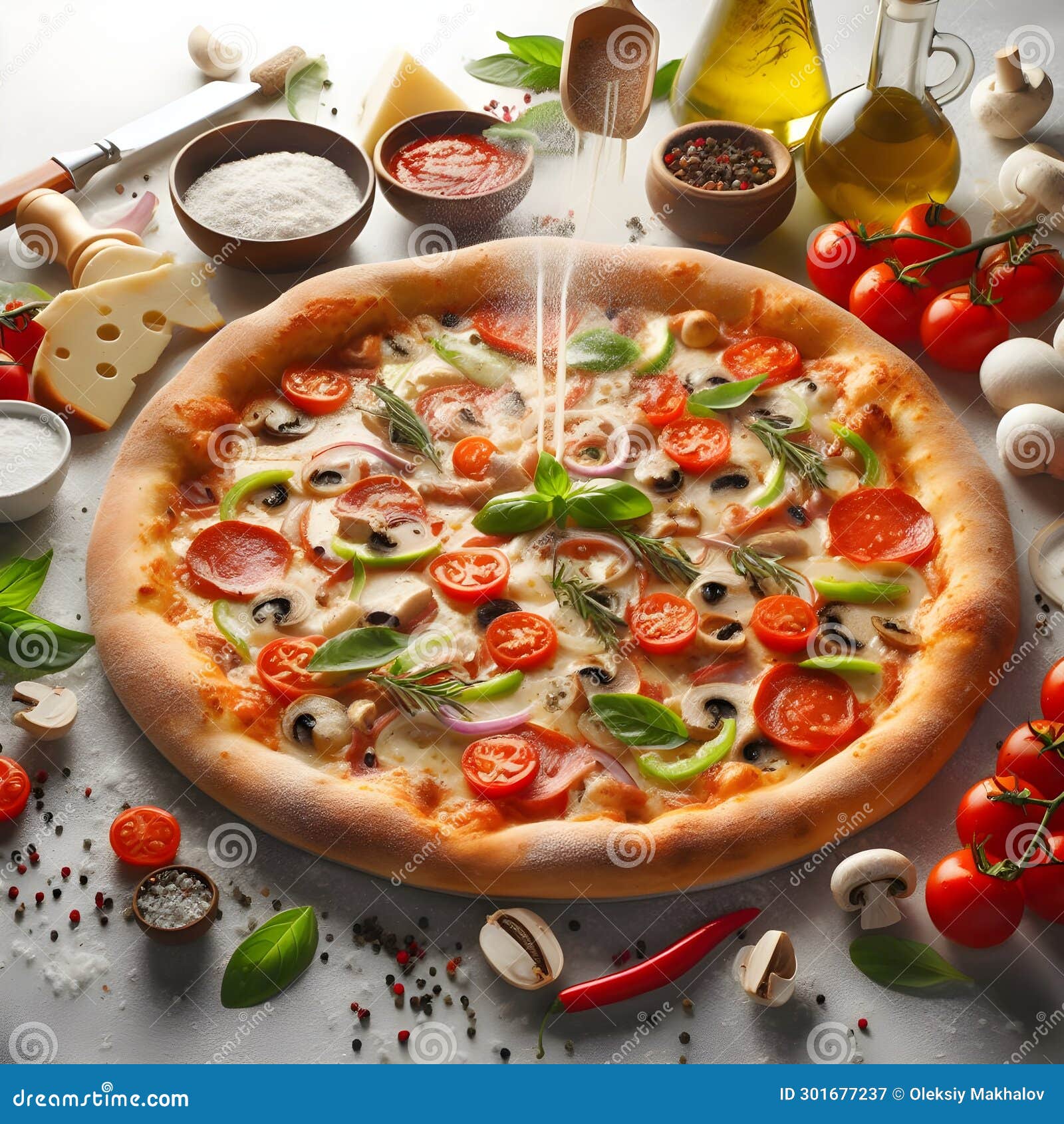 Pizza Slice Delicious on Light Background Stock Illustration ...